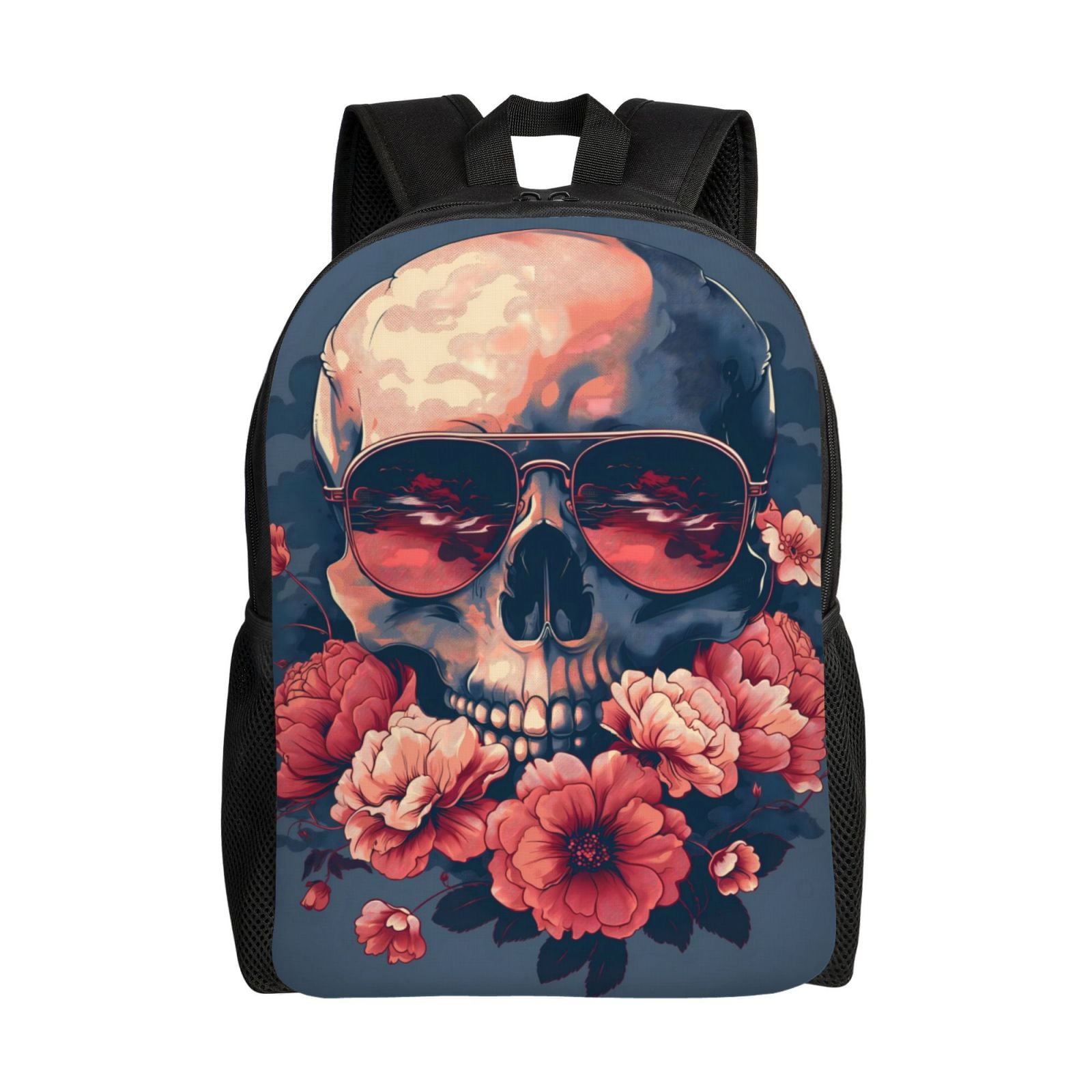 Haiem Skull With Roses And Sunglasses Backpack - Stylish and Durable 15 ...