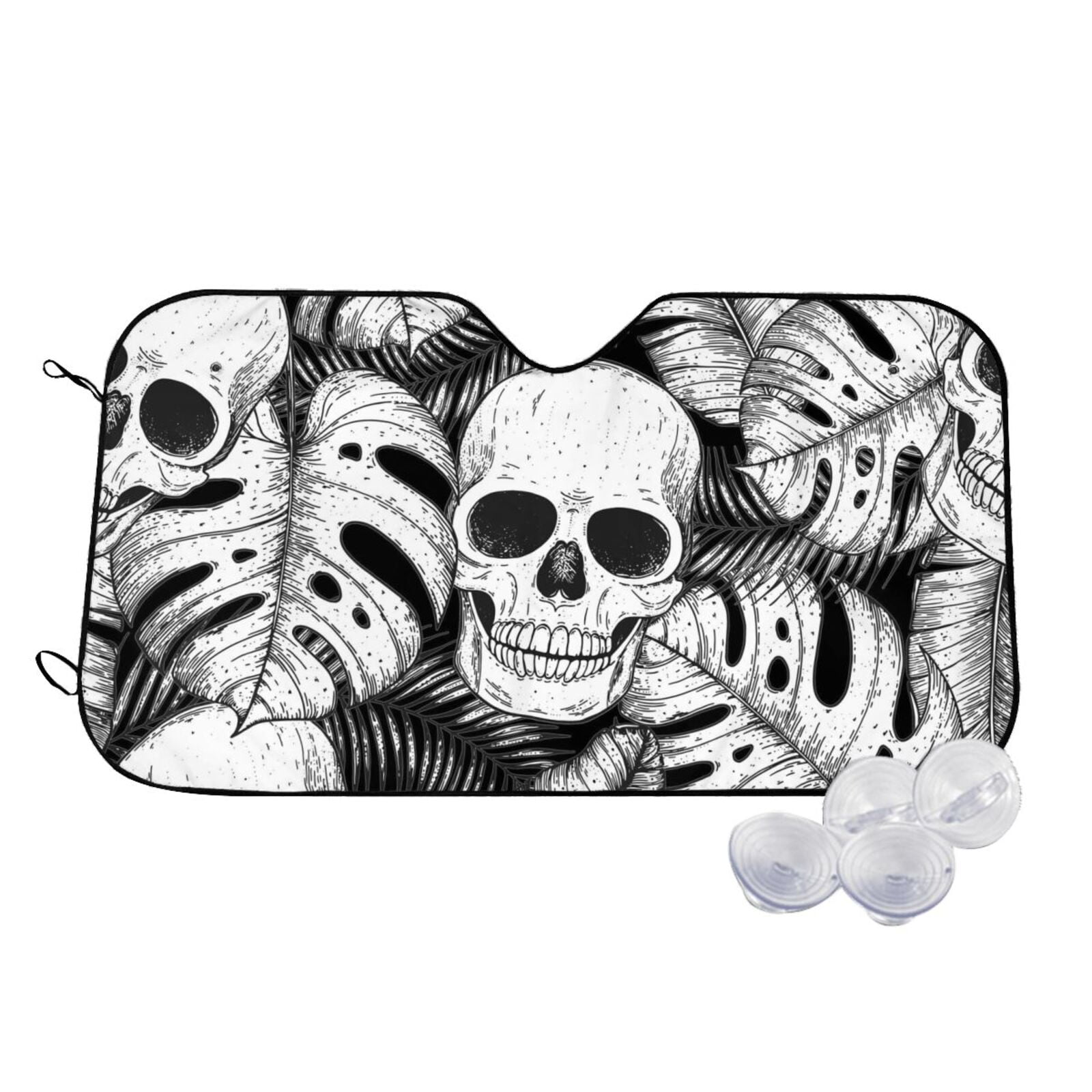 Haiem Skull and palm leaves Car Windshield Sun Shade - Blocks UV Rays ...