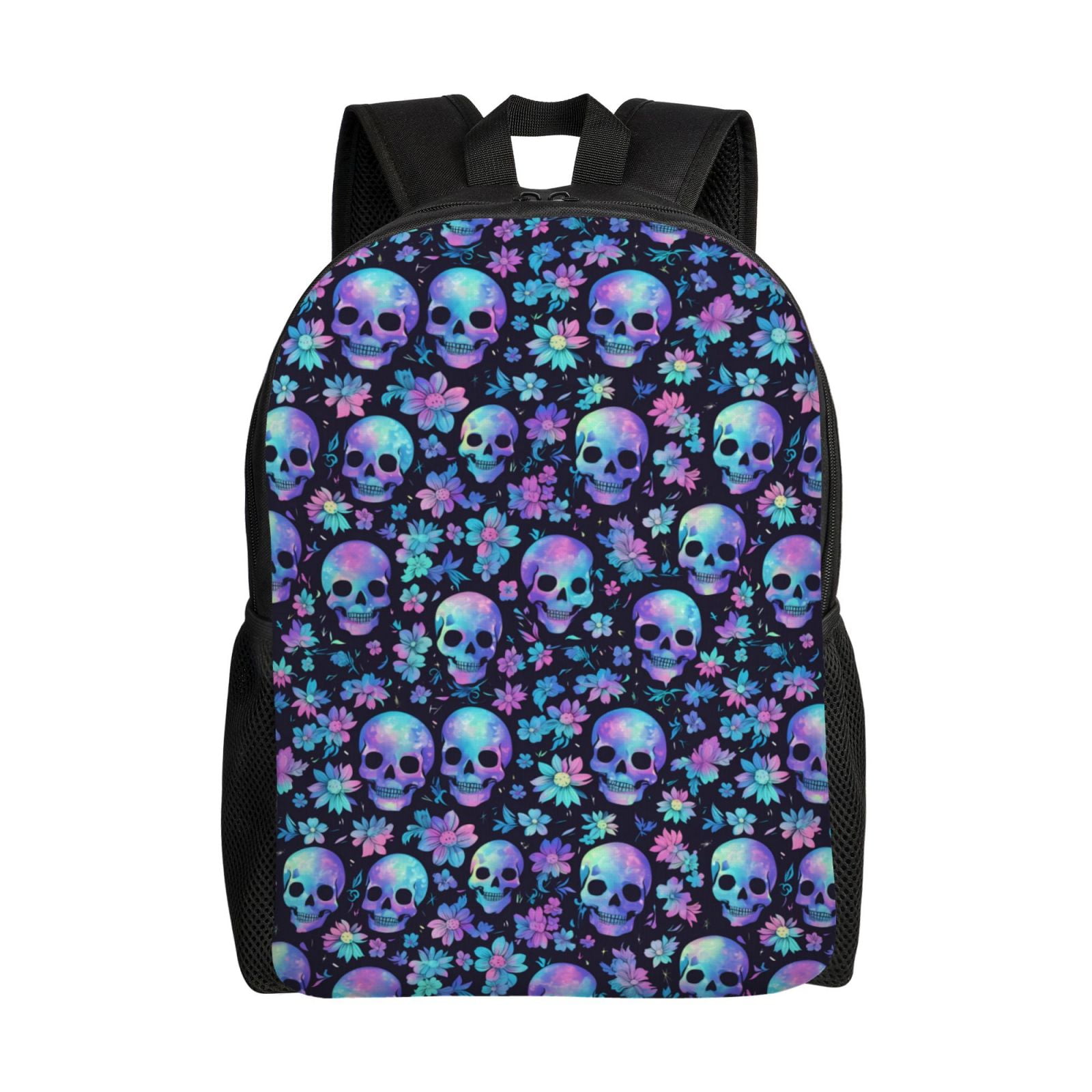 Haiem Skull purple flower Backpack - Stylish and Durable 15-inch Laptop ...