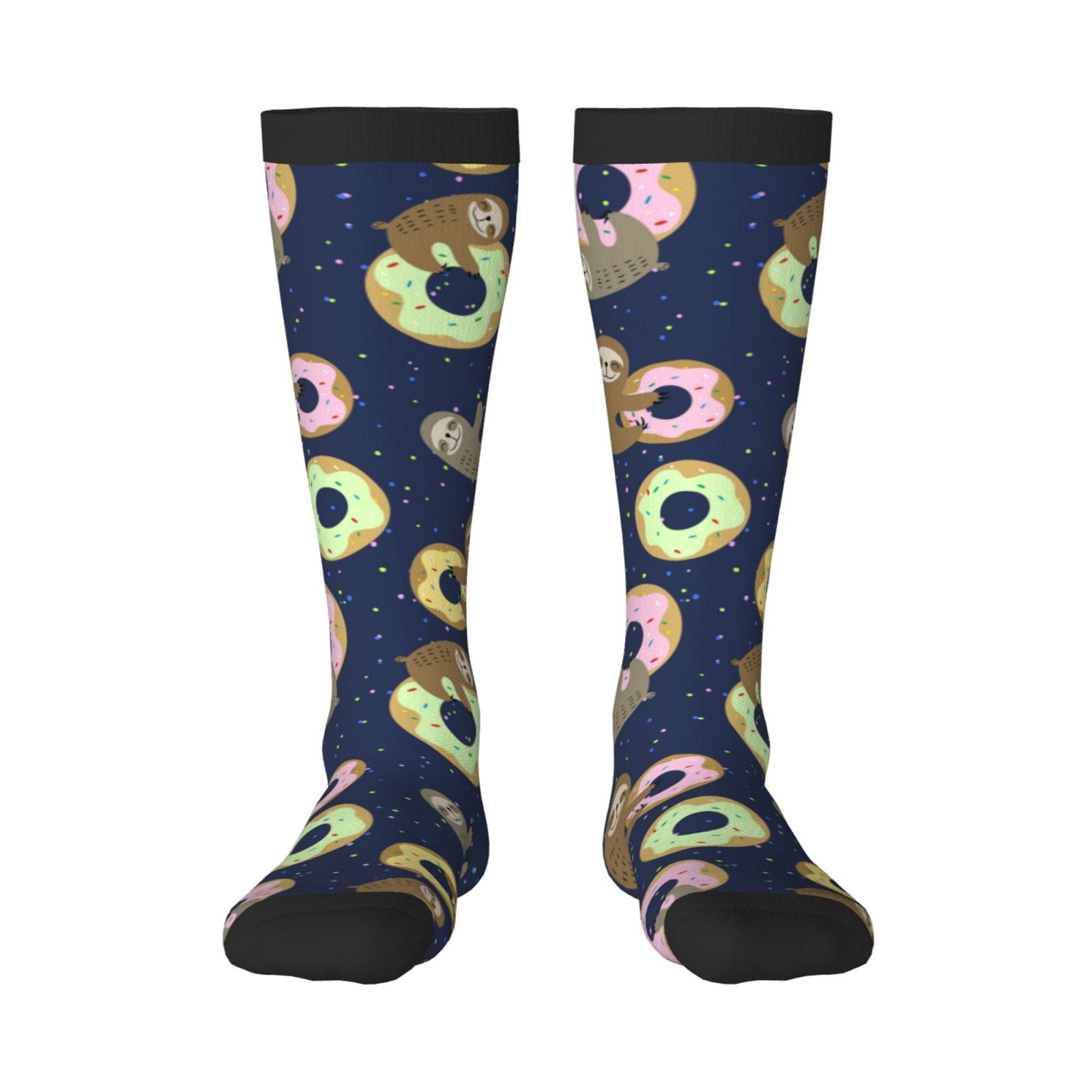 Haiem Sloth with Donuts Socks, Funny Novelty Crazy Design Cotton Socks ...