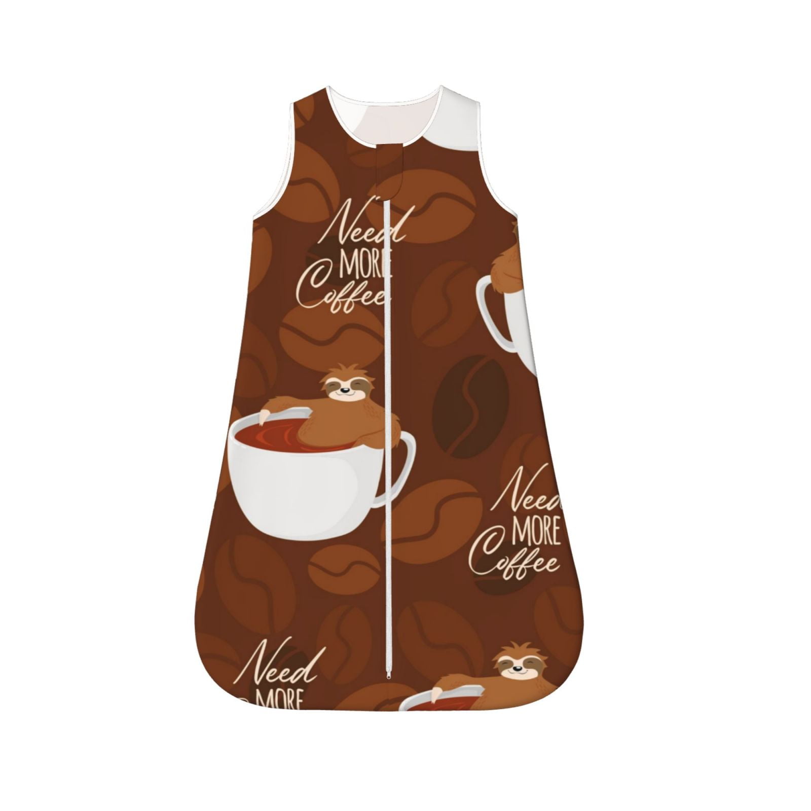 Haiem Sloths Need More Coffee Printed Baby Sleep Sack 0-6 Months Muslin ...