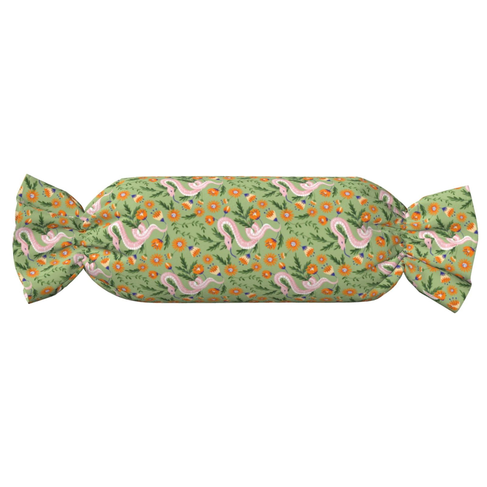 Haiem Snake And Floral for Round Cervical Roll Cylinder Bolster Pillow ...
