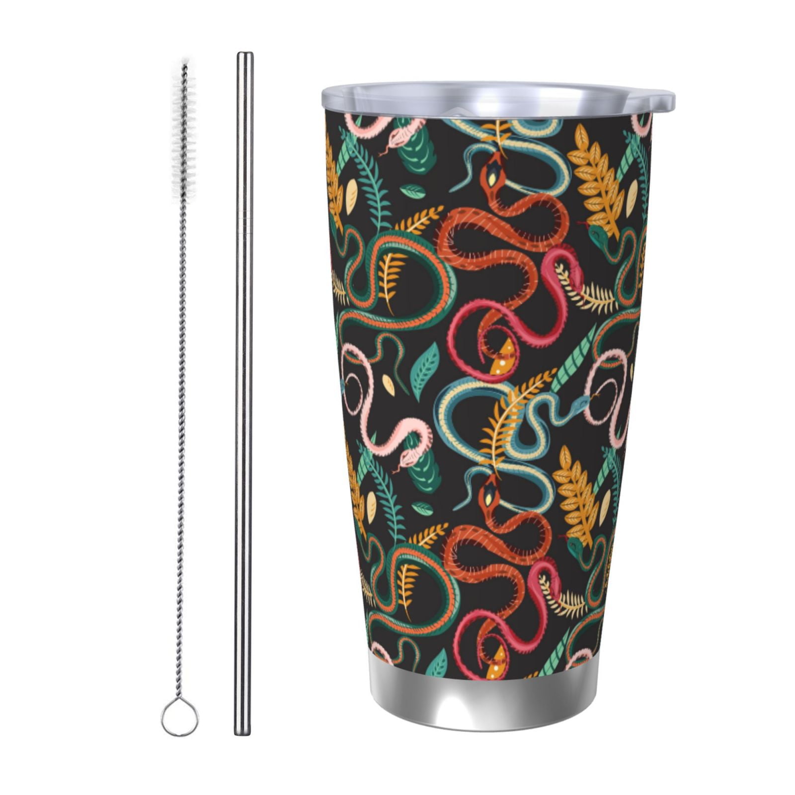 Haiem Snake And Flower Printed 20oz Straight Skinny Car Cups With ...