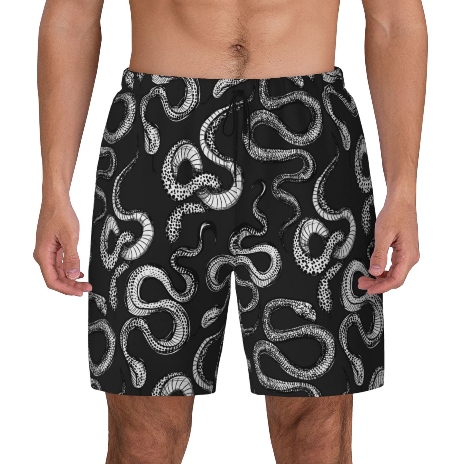 Haiem Snake Mens Swim Trunks with Compression Liner 2 in 1 Swimming ...