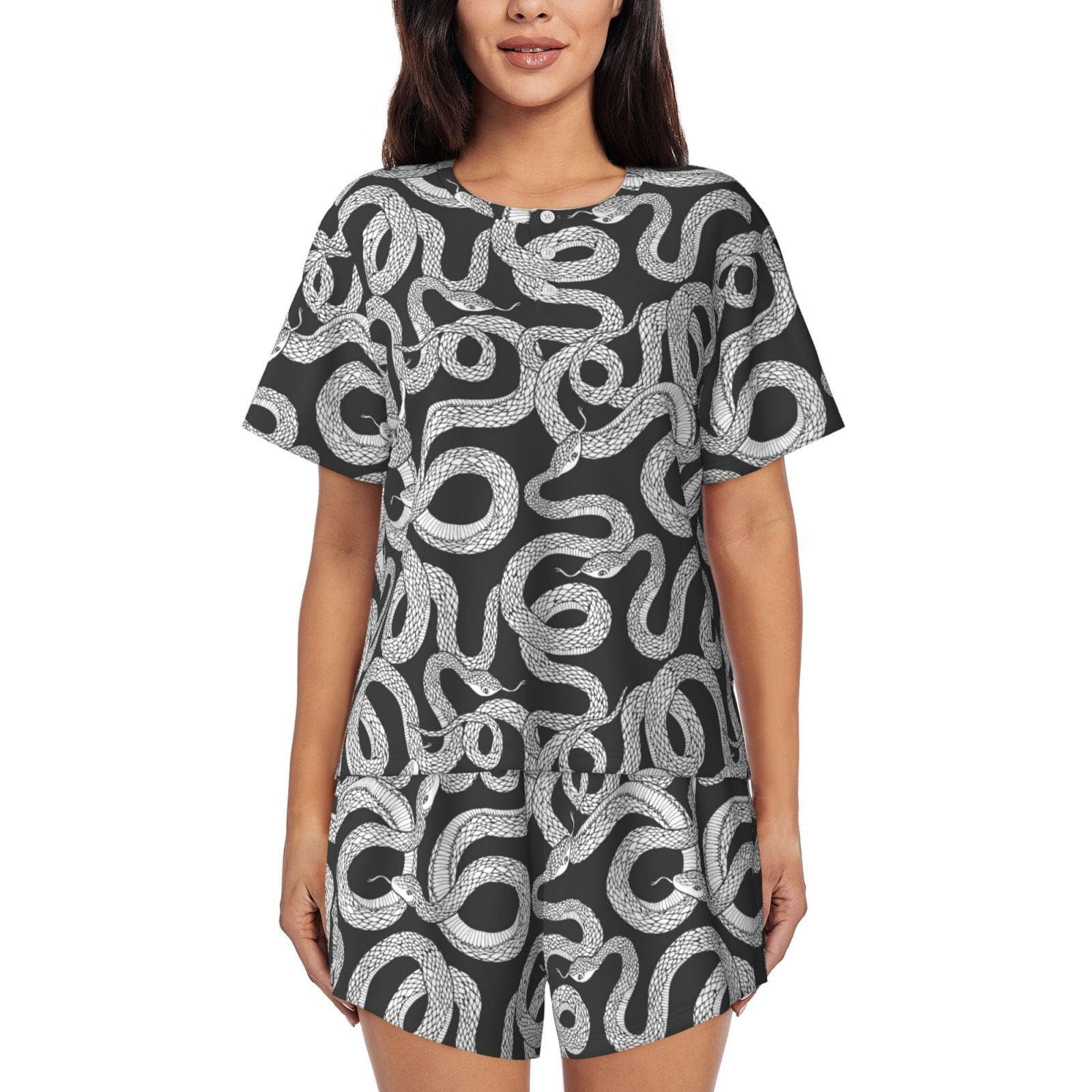 Haiem Snake Pattern Pajama Set for Women 2 Piece Lounge Set Short ...