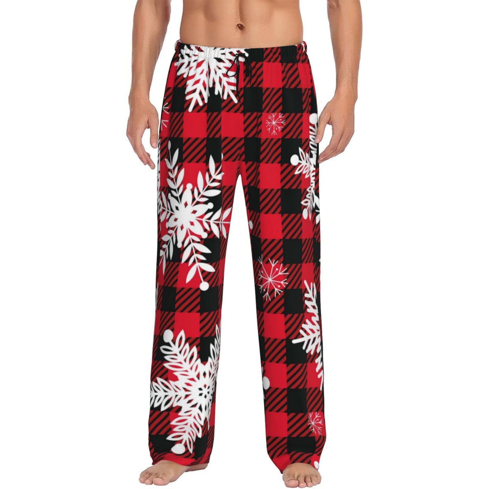 Haiem Snowflakes On A Buffalo Plaid Men's Pajama Pants Ultra ...