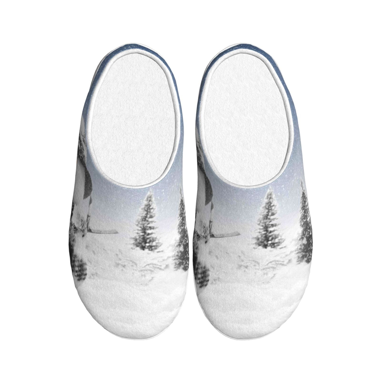 Haiem Snowman And Christmas Tree Print Women's Fuzzy Memory Foam House ...