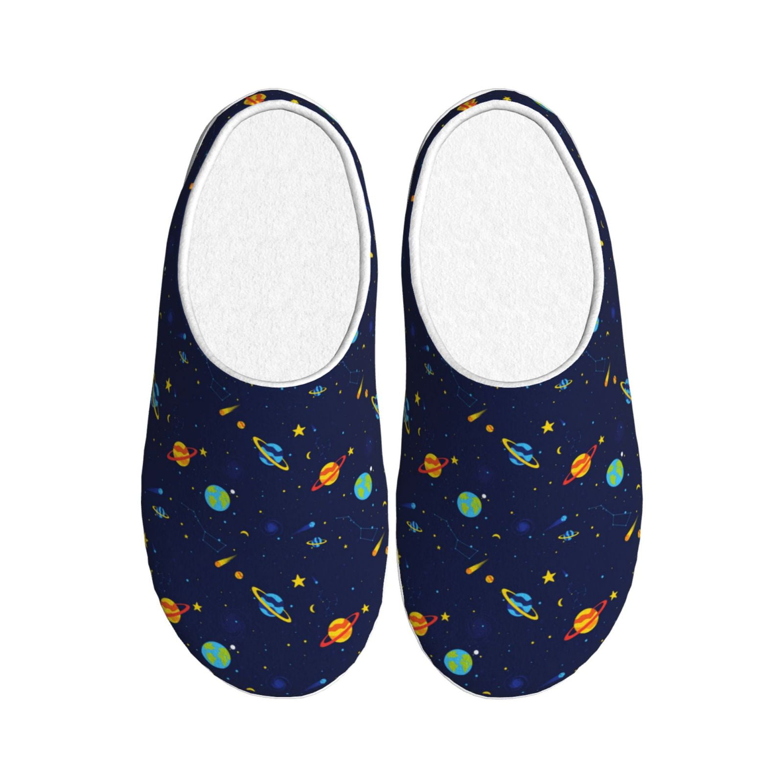 Haiem Space Galaxy Print Women's Fuzzy Memory Foam House Slipper Cozy ...