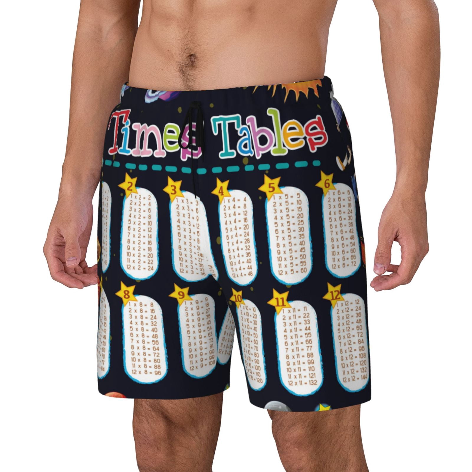 Haiem Space Math Times Tables Mens Swim Trunks with Compression Liner 2 ...