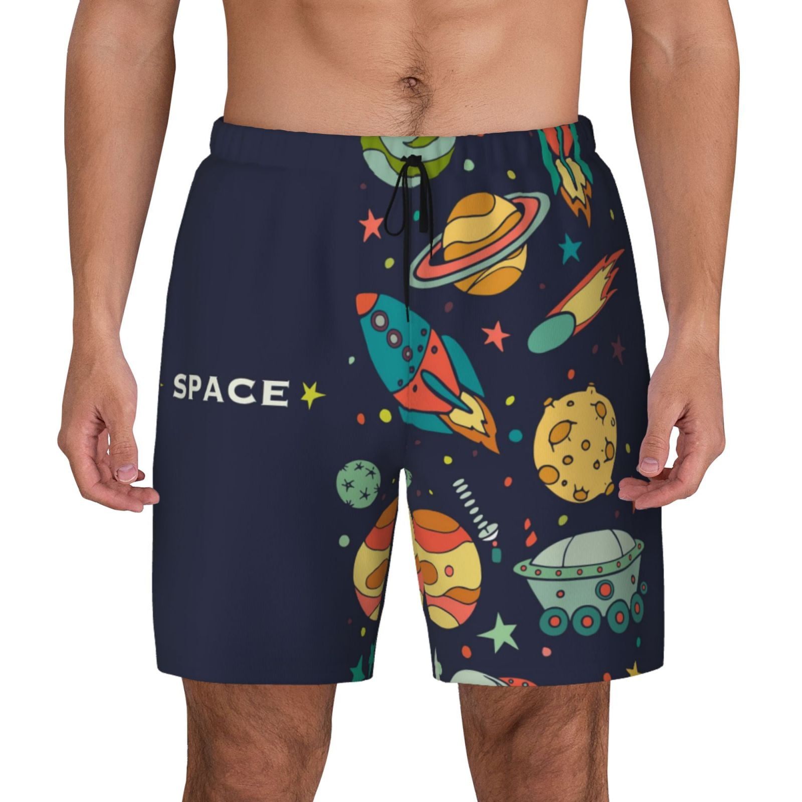 Haiem Space Mens Swim Trunks with Compression Liner 2 in 1 Swimming ...