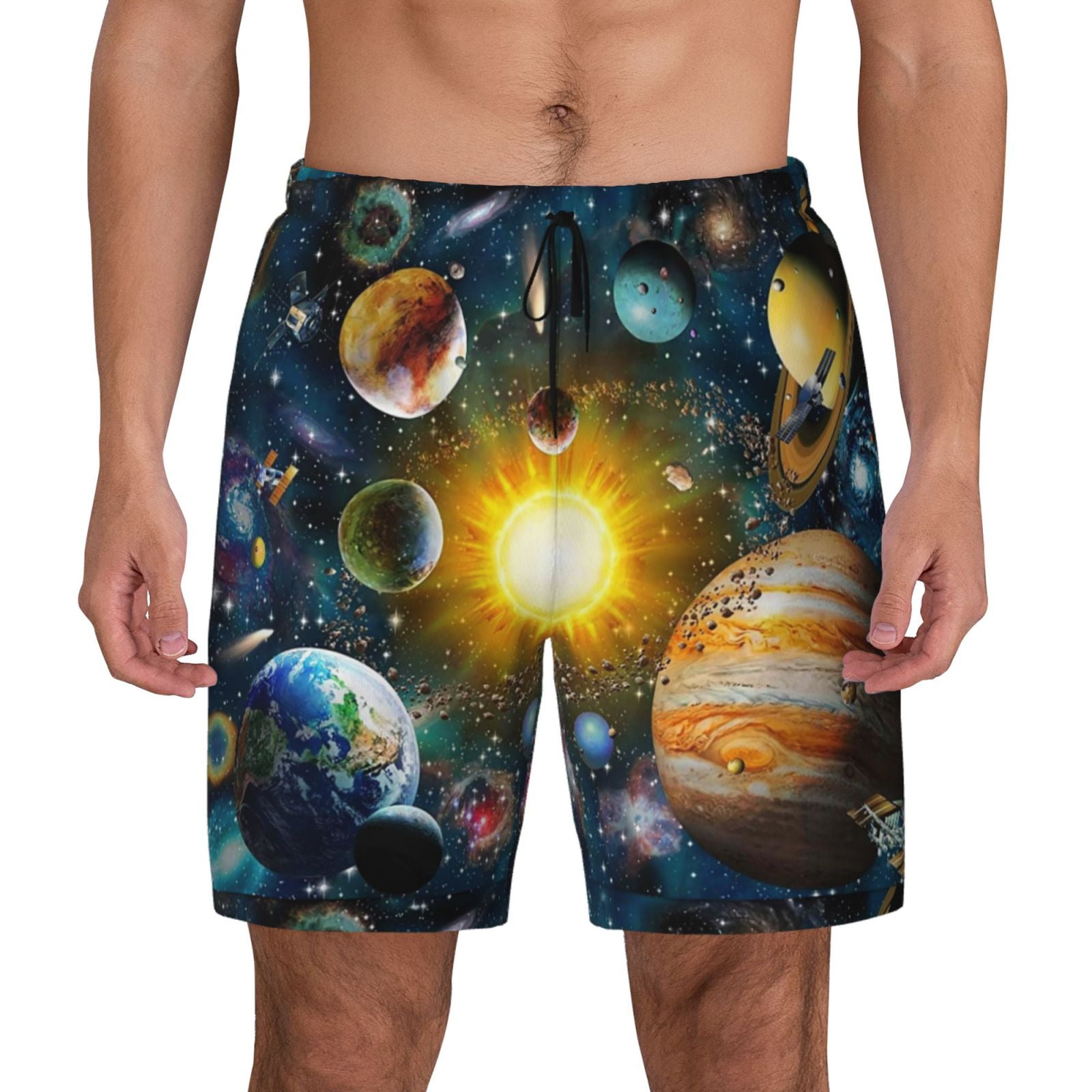 Haiem Space Planet Mens Swim Trunks with Compression Liner 2 in 1 ...