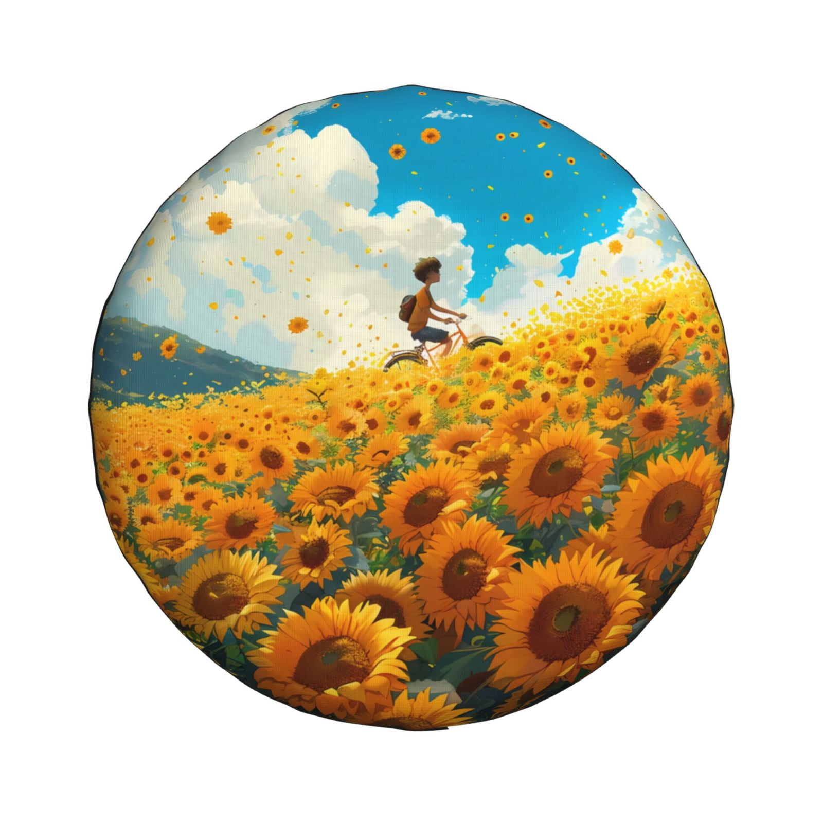 Haiem Spare Tire Cover , Wheel Cover with Clear Sky Sunflower printed ...