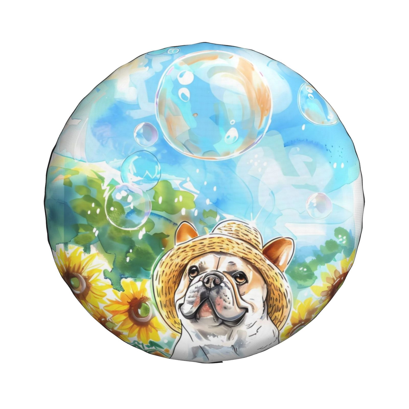 Haiem Spare Tire Cover , Wheel Cover with French Bulldog Sunflowers ...