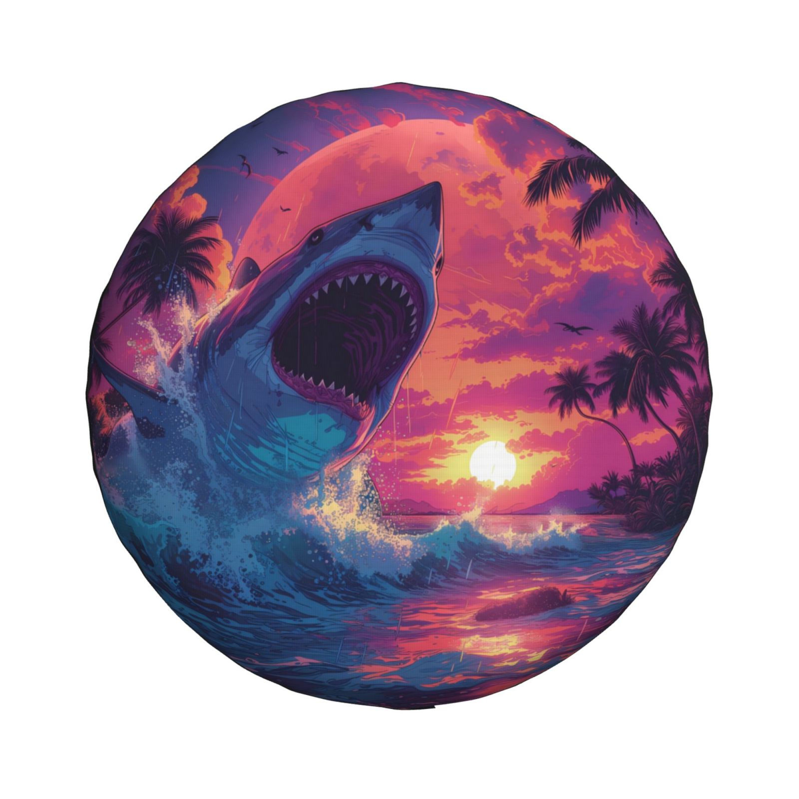 Haiem Spare Tire Cover , Wheel Cover with Hawaiian Island Beach Shark ...