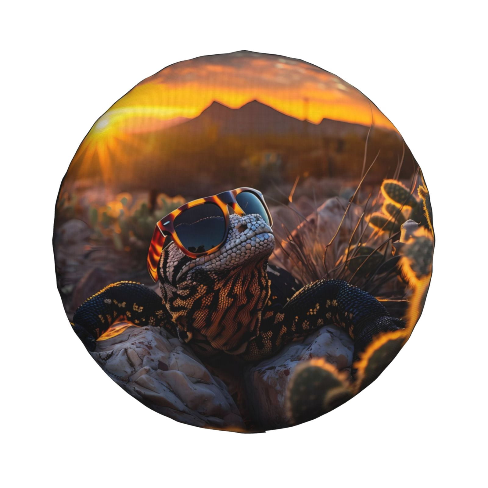 Haiem Spare Tire Cover , Wheel Cover with Lizard With Sunglasses Sunset ...
