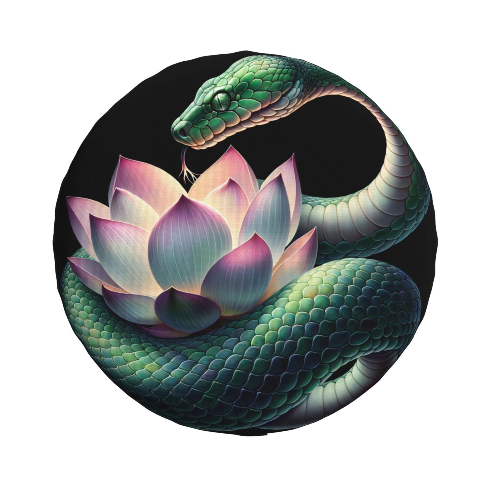 Haiem Spare Tire Cover , Wheel Cover with Snake Holding A Lotus printed ...