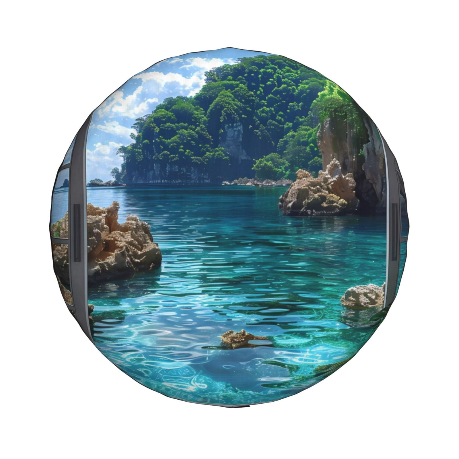 Haiem Spare Tire Cover , Wheel Cover with Tropical Paradise Window View ...