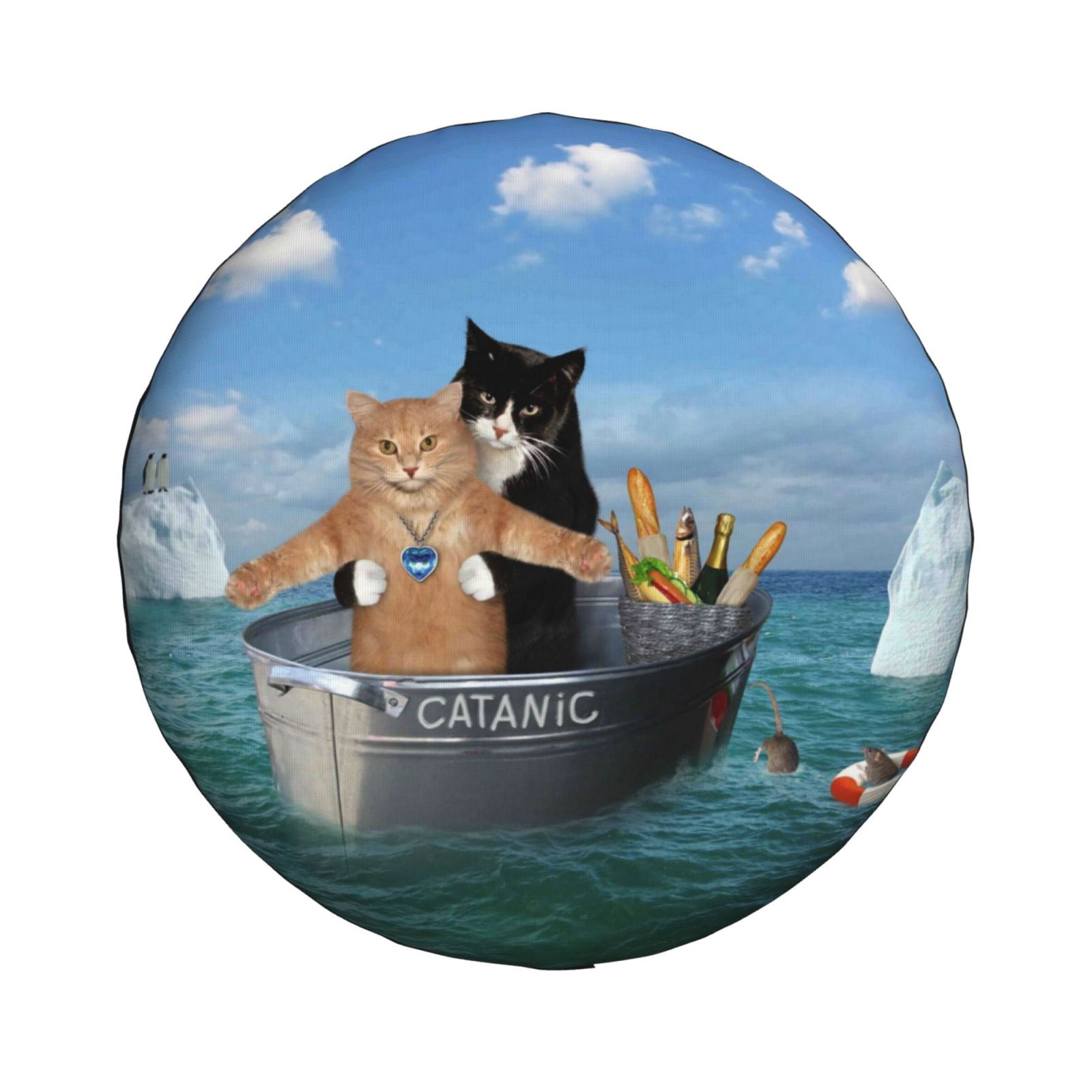 Haiem Spare Tire Cover , Wheel Cover with Two Brave Cats Are Floating ...