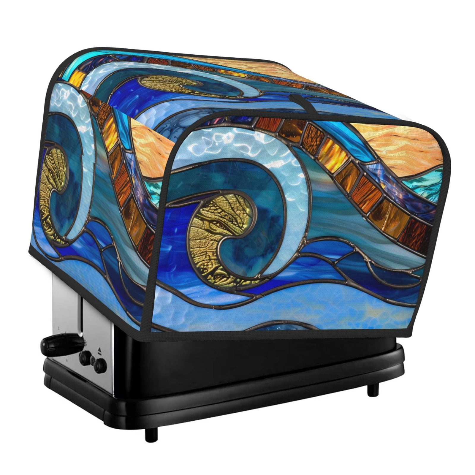 Haiem Stained Glass Ocean Wave Print Toaster Covers 4 Slice Wide Slot ...