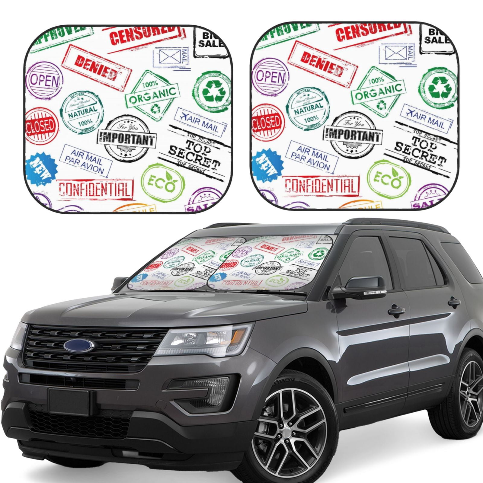 Haiem Stamp Set Collection Car Windshield Sun Shade (2 Pieces) Foldable ...