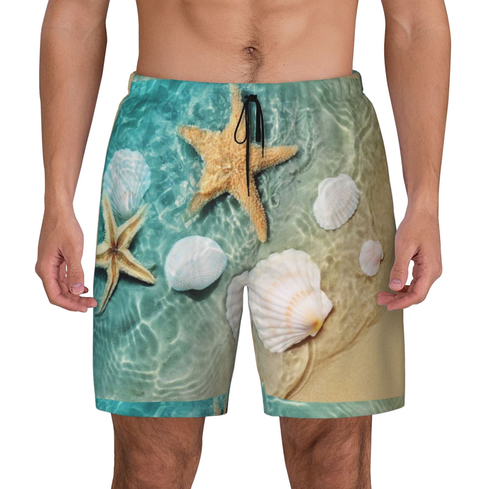 Haiem Starfish And Seashell Mens Swim Trunks with Compression Liner 2 ...