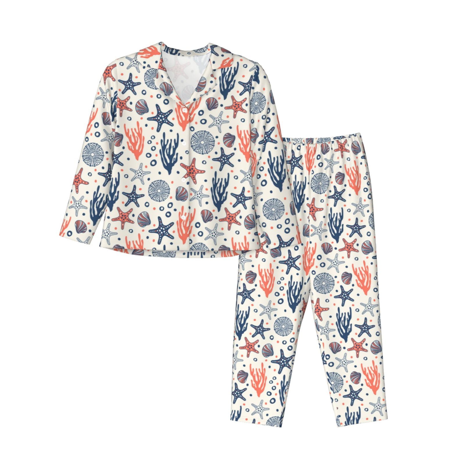 Haiem Starfish Shell Pattern Women’s Long-sleeve Sleepwear,Sleepwear ...