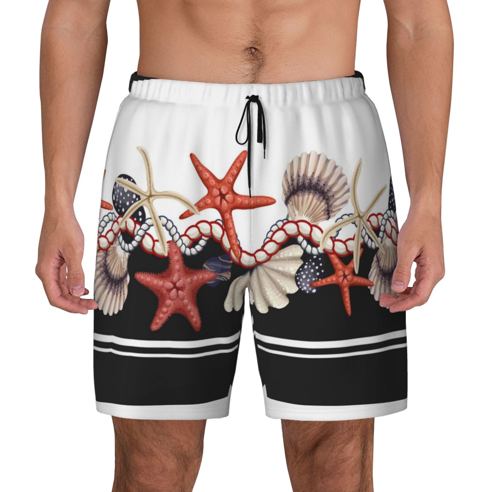 Haiem Starfishes Shells Mens Swim Trunks with Compression Liner 2 in 1 ...