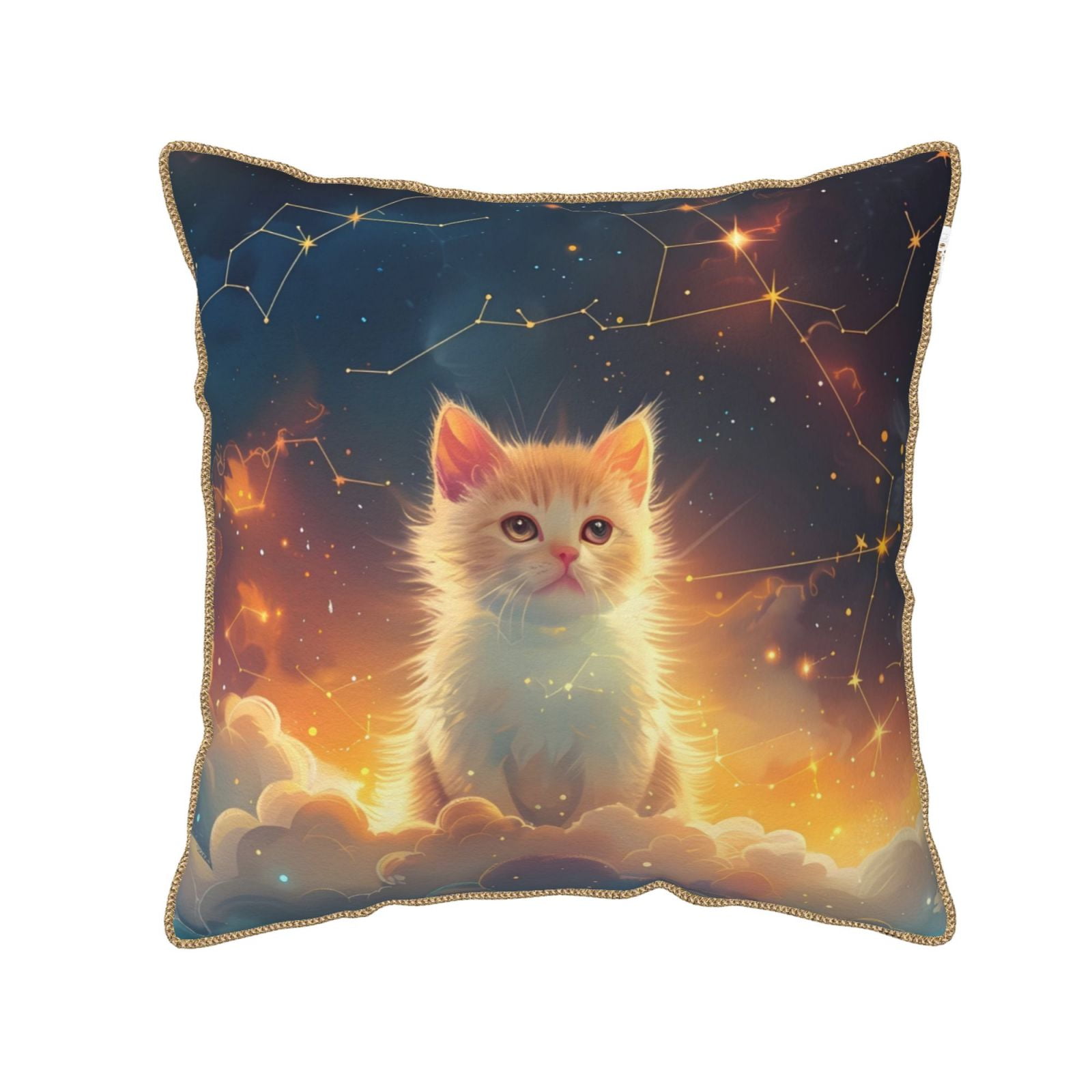 Haiem Starry Sky Constellation Cat Print Velvet Soft Solid Decorative Square Throw Pillow Covers ...