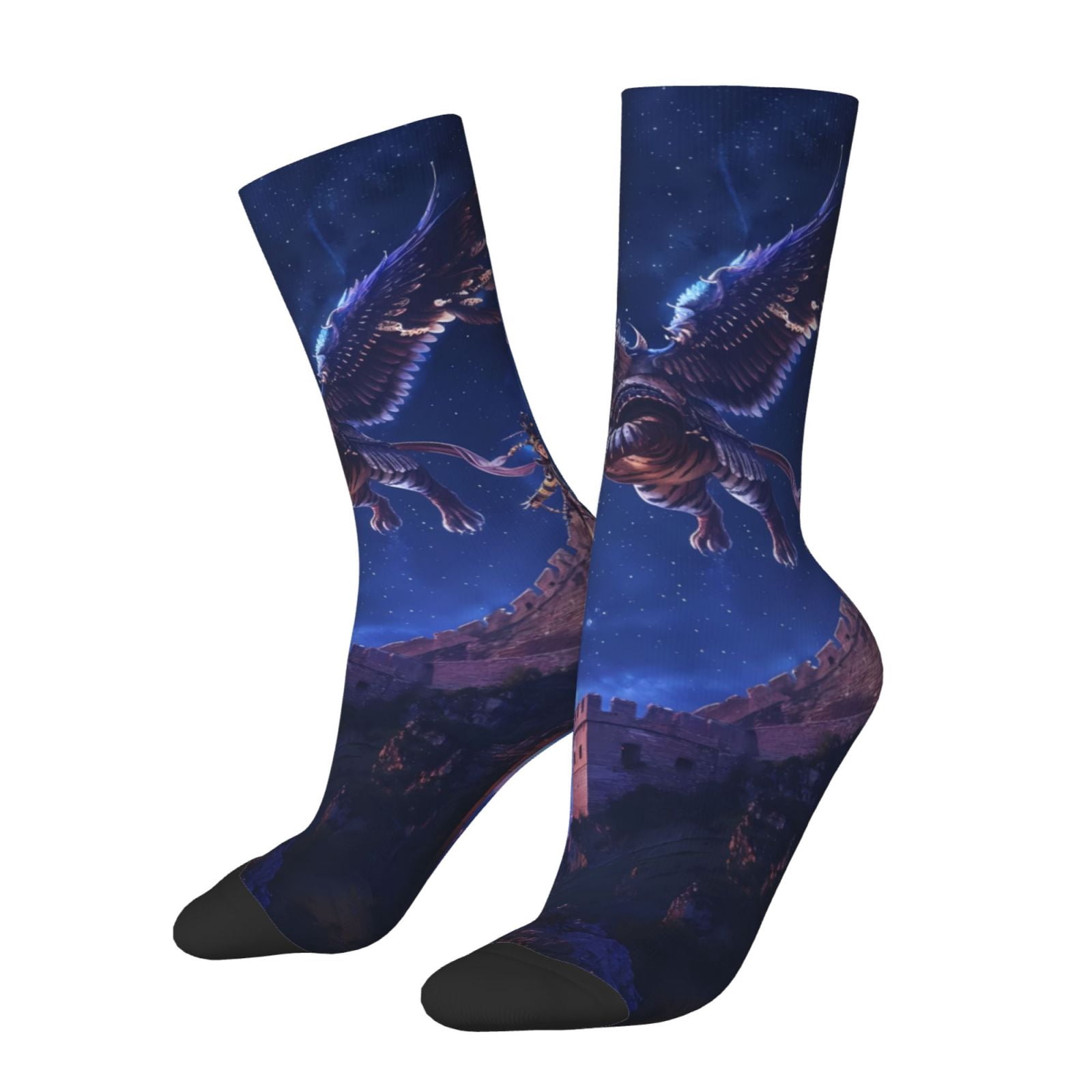 Haiem Starry Sky Wall Flying Tiger Pattern Crew Socks – Soft & Durable ...