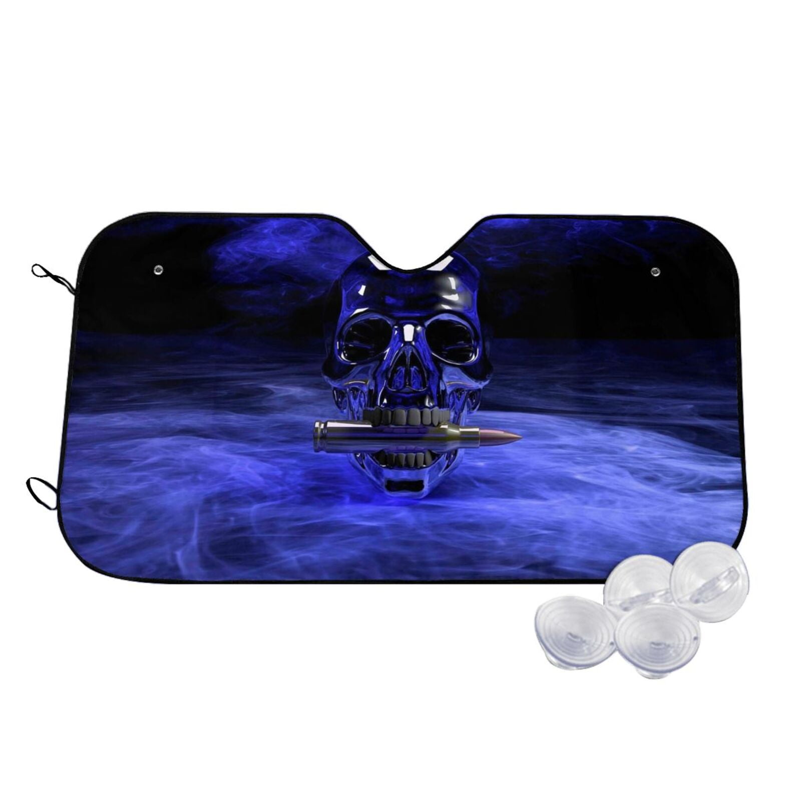 Haiem Steel Skull Car Windshield Sun Shade - Blocks UV Rays Sun Visor ...