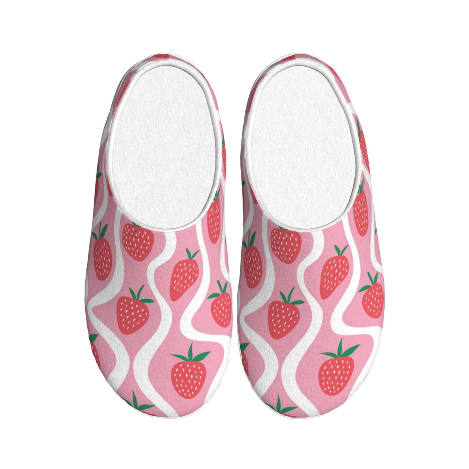 Haiem Strawberries Print Women's Fuzzy Memory Foam House Slipper Cozy ...