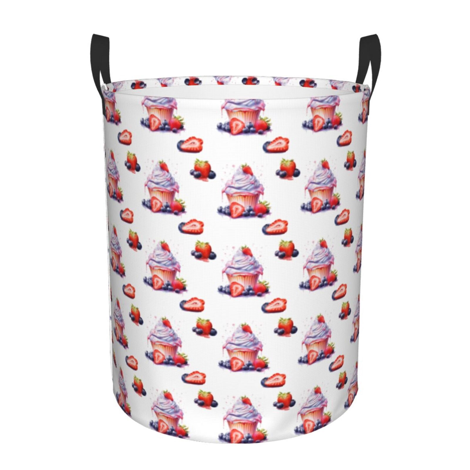 Haiem Strawberry Blueberry Cream Cake Print Laundry Basket, Laundry ...