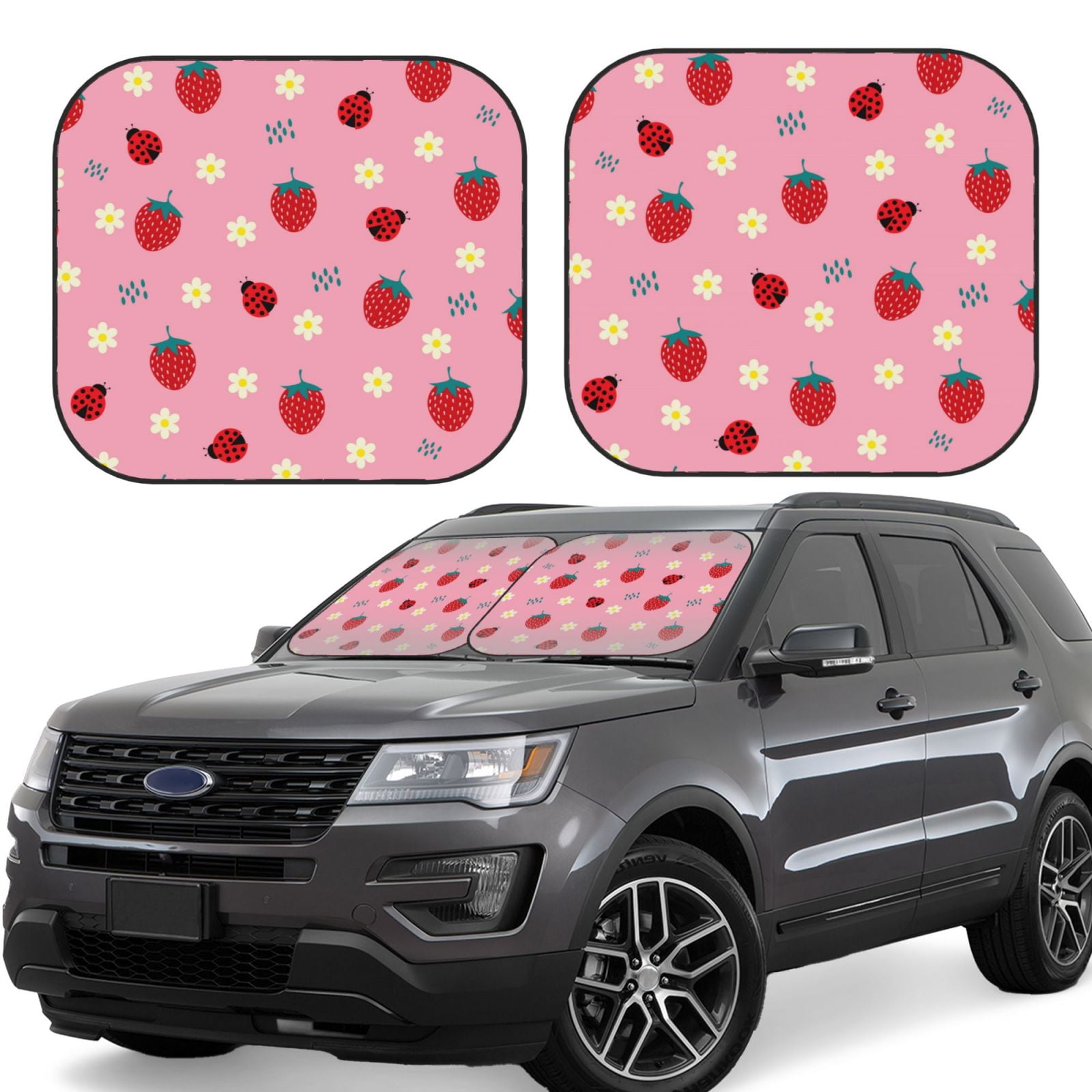 Haiem Strawberry and Ladybugs Car Windshield Sun Shade (2 Pieces ...