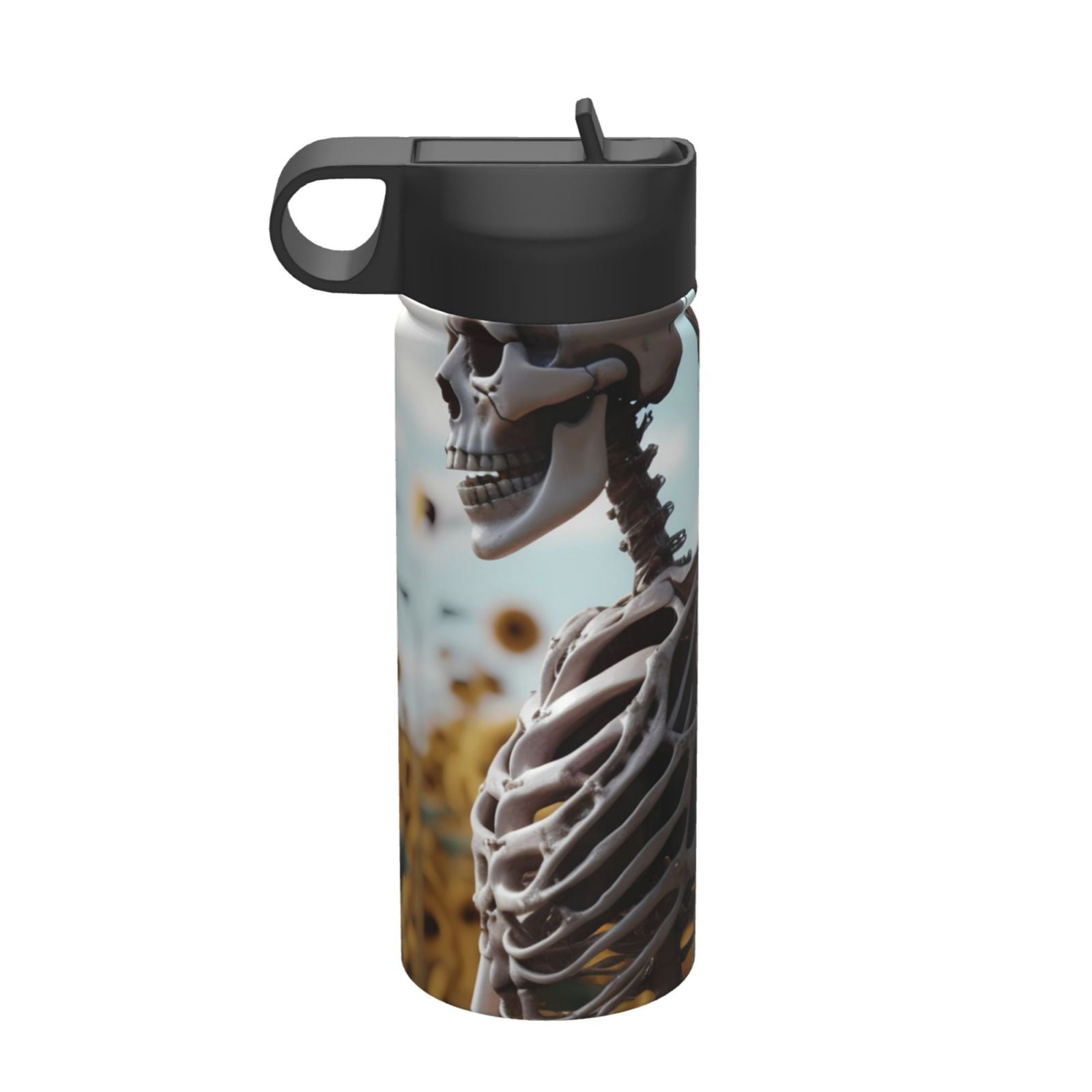Haiem Sunflower Butterfly Skull Printed 18oz Sports Insulated Kettle ...