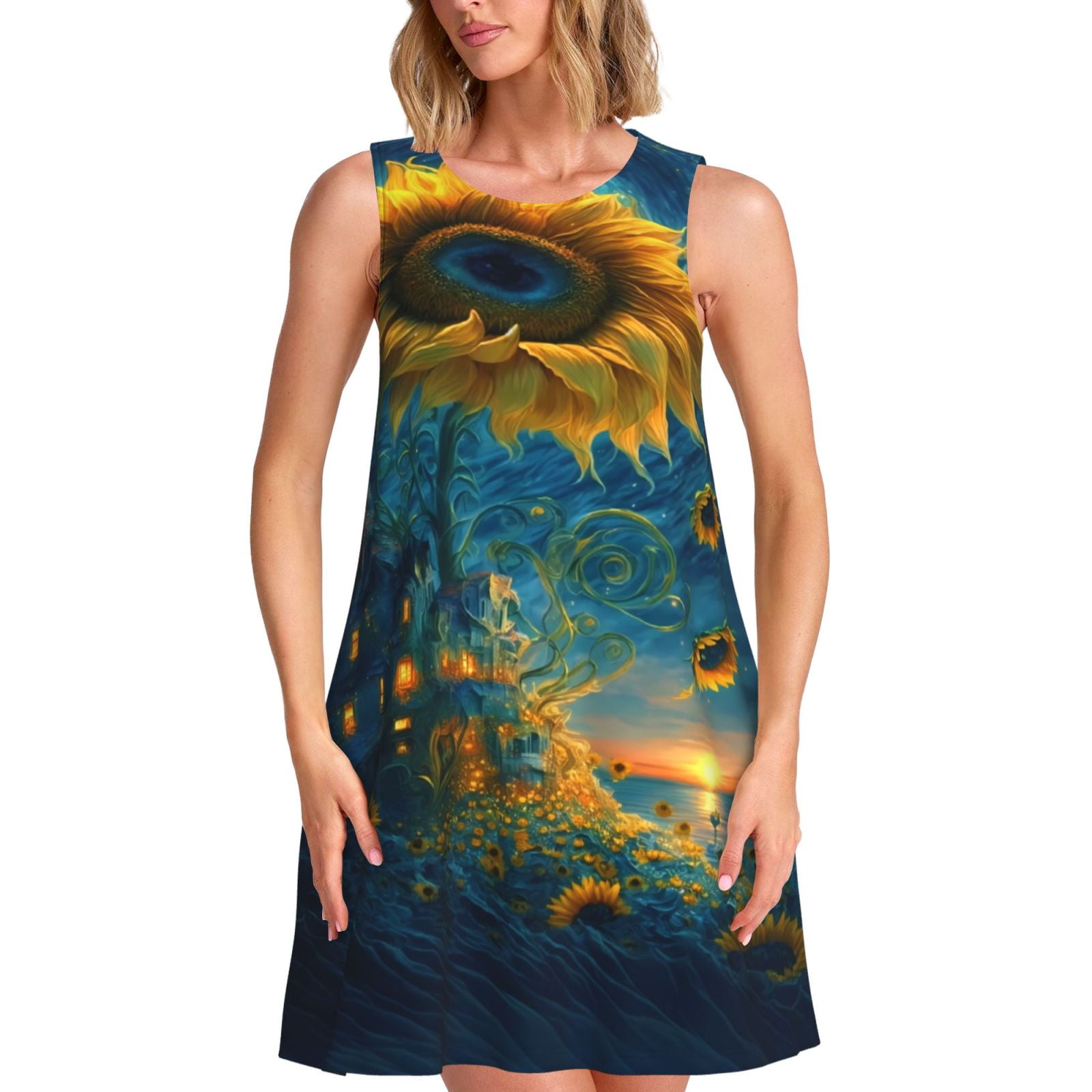 Haiem Sunflower Castle Starry Sky for Women’s Summer Dresses – Casual ...
