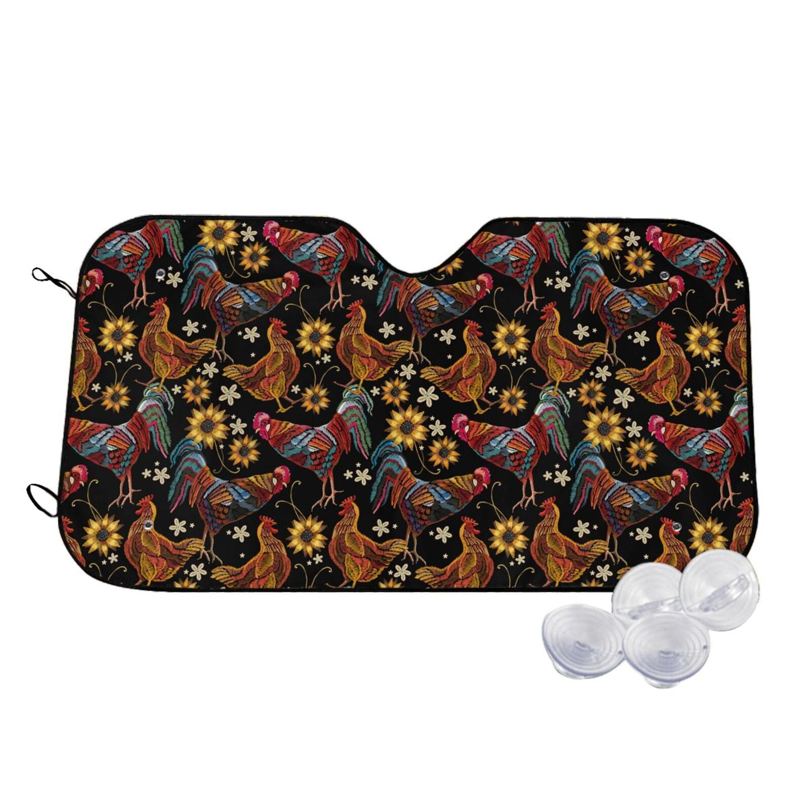 Haiem Sunflower Rooster Car Windshield Sun Shade - Blocks UV Rays Sun ...
