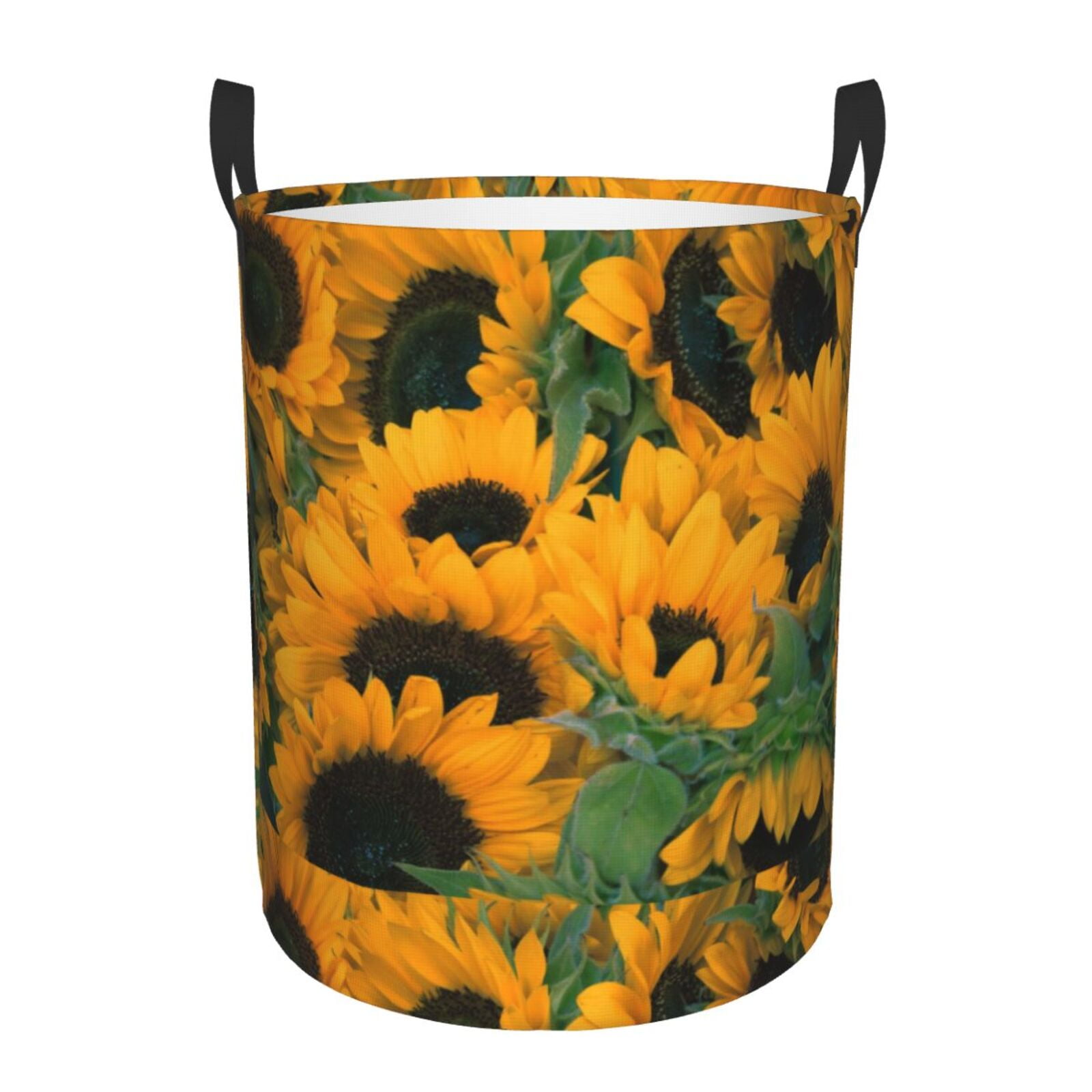 Haiem Sunflowers 7 Leather Dirty Clothes Laundry Basket,Sturdy ...