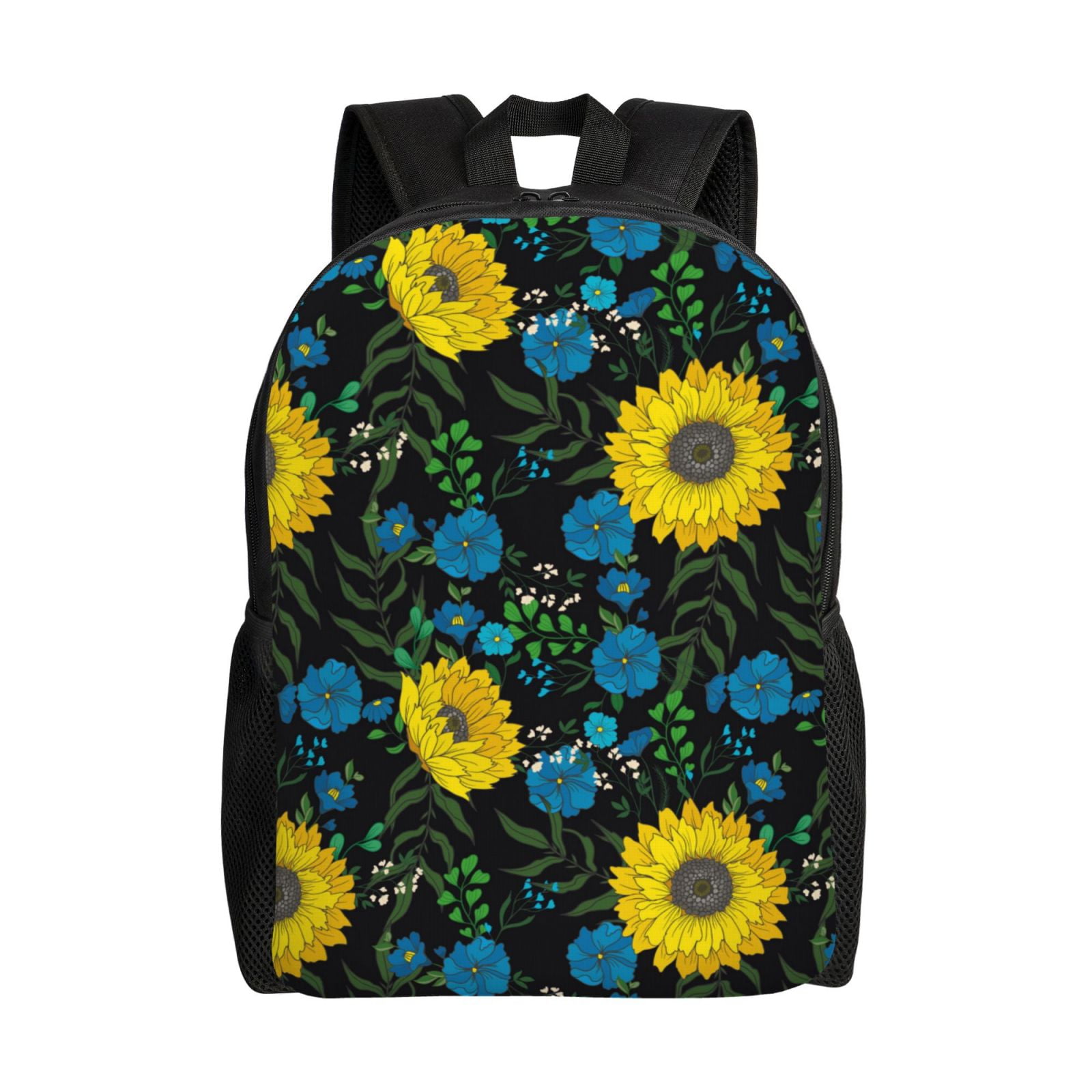 Haiem Sunflowers And Blue Flower Backpack - Stylish and Durable 15-inch ...