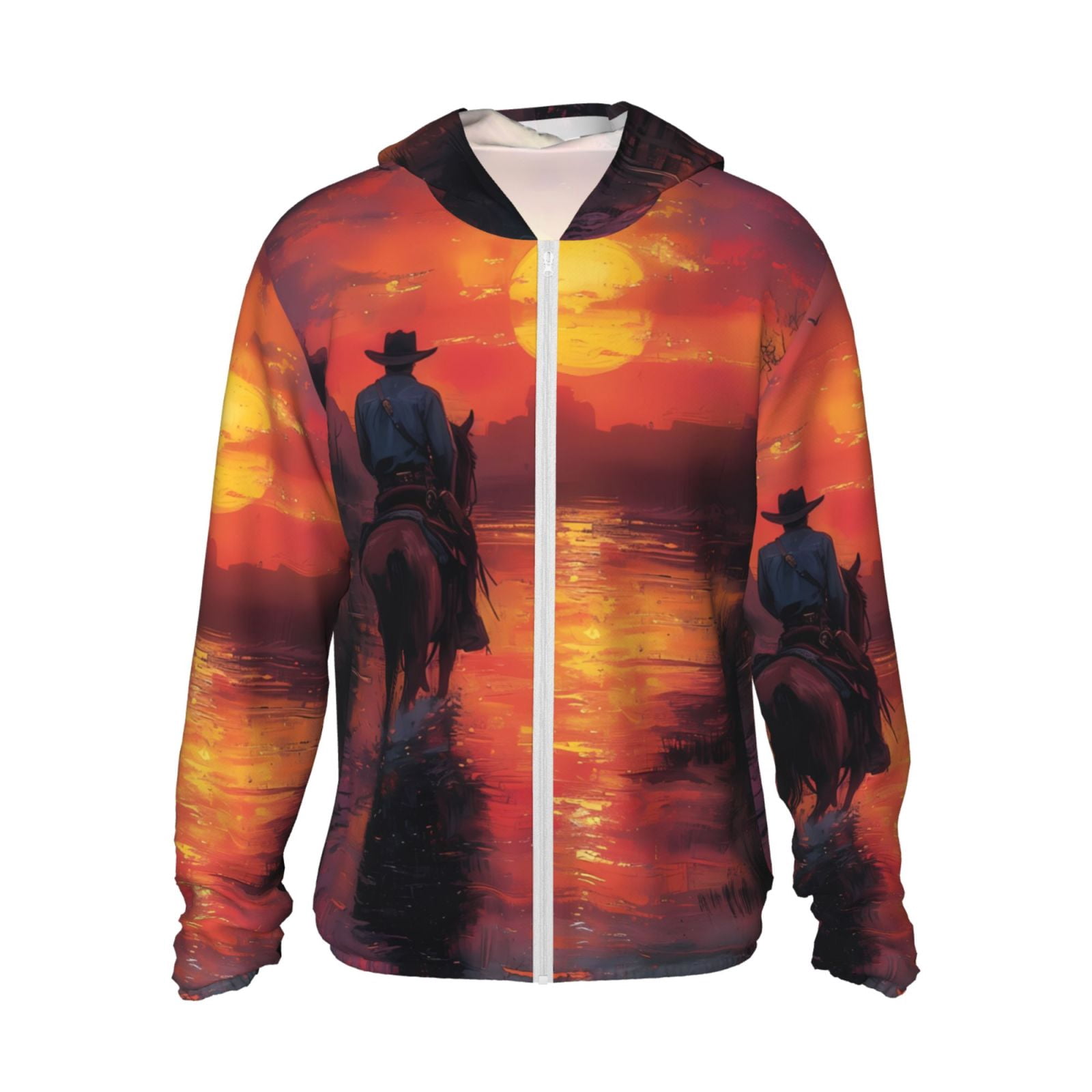Haiem Sunset River Western Cowboy UPF 50+ Fishing Shirts for Men Long ...