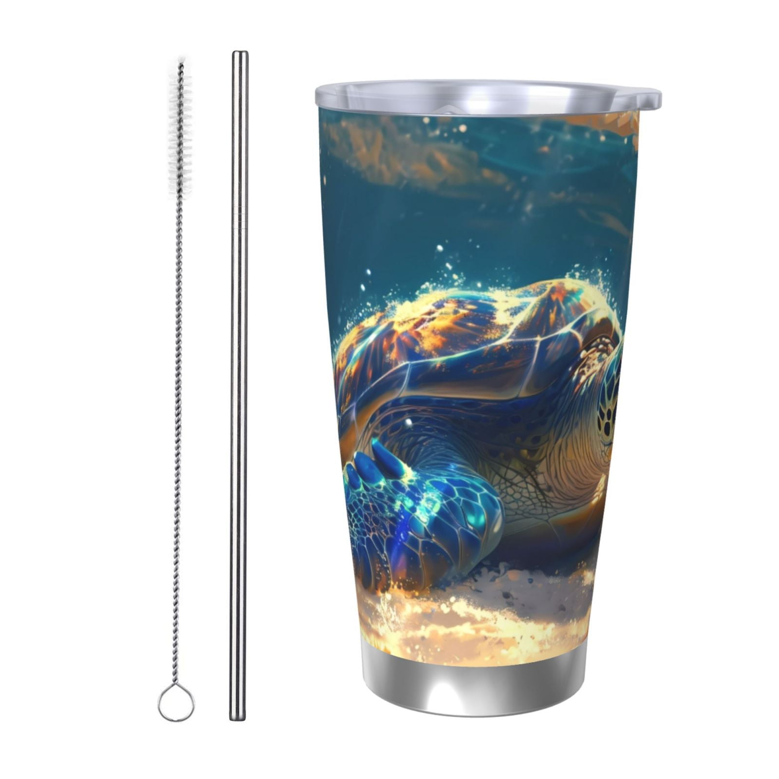 Haiem Sunshine Underwater Sand Turtle Printed 20oz Straight Skinny Car ...