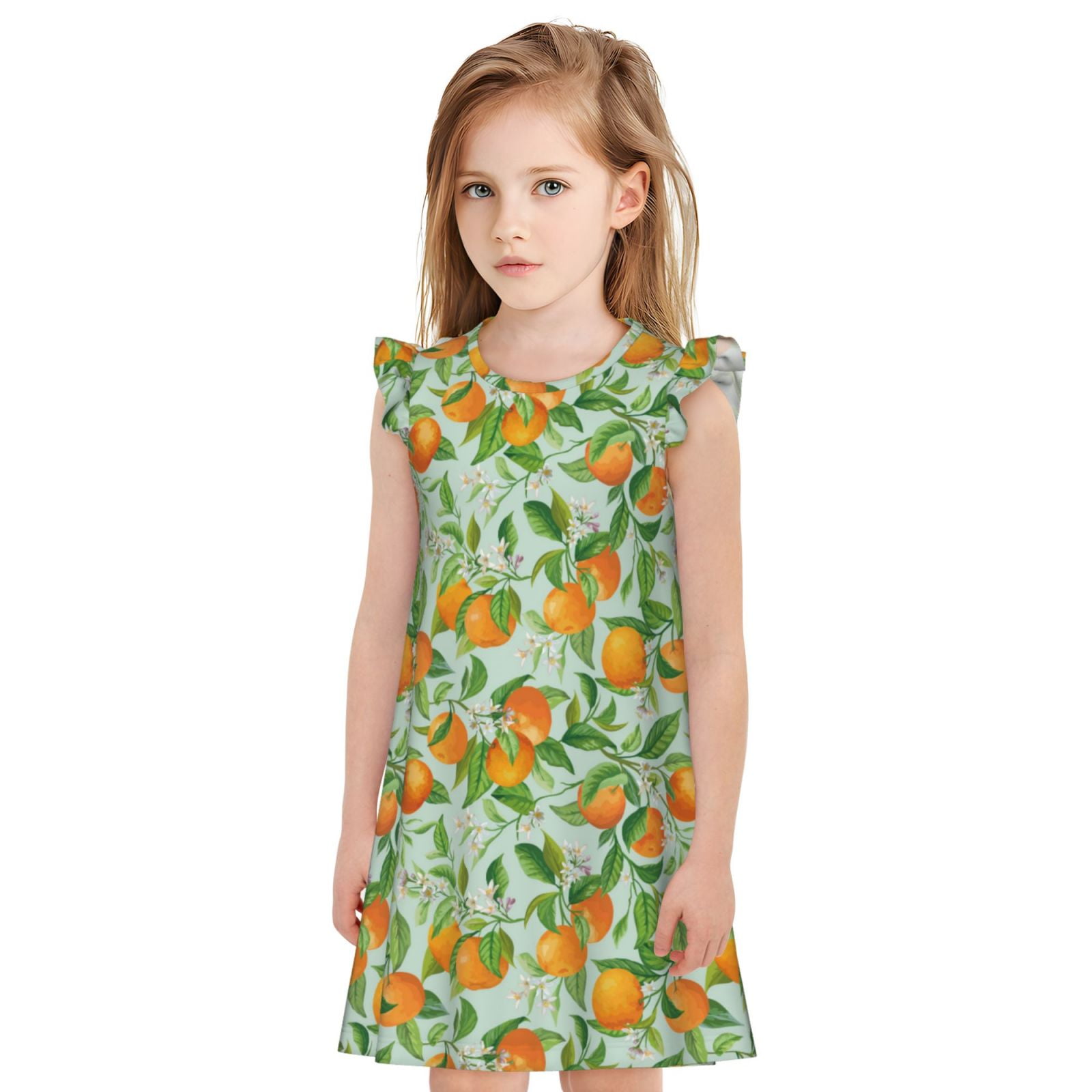 Haiem Tangerine Printed Girls Nightgowns Sleepwear Short Sleeve Pajama ...