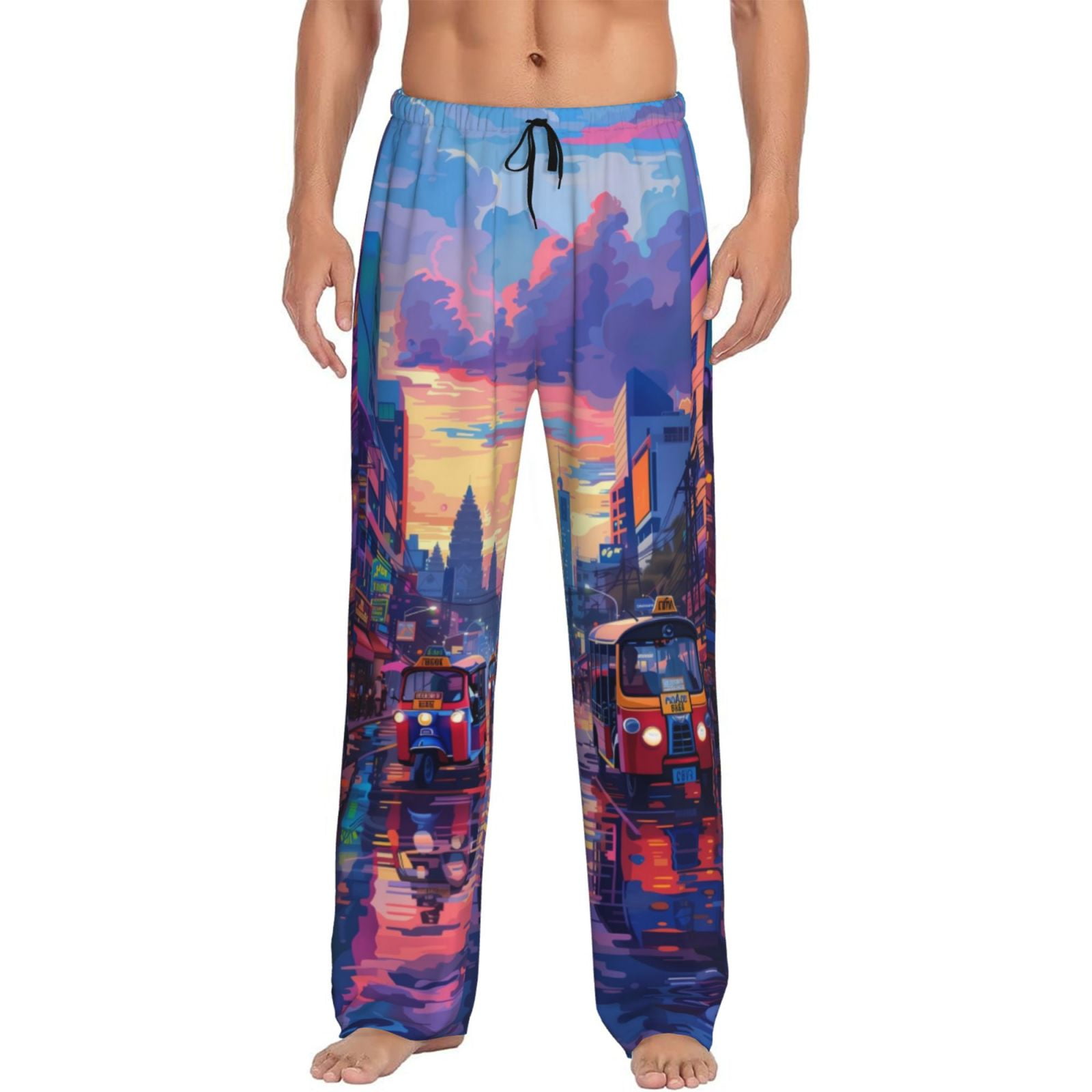 Haiem Taxi Colorful Town Men's Pajama Pants Ultra Lightweight Pjs ...