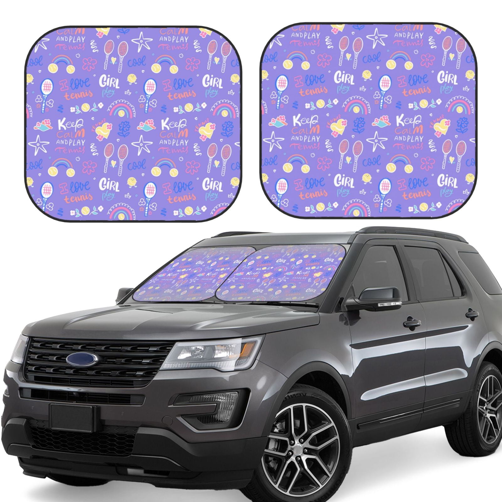 Haiem Tennis 1 Car Windshield Sun Shade (2 Pieces) Foldable Windshield ...