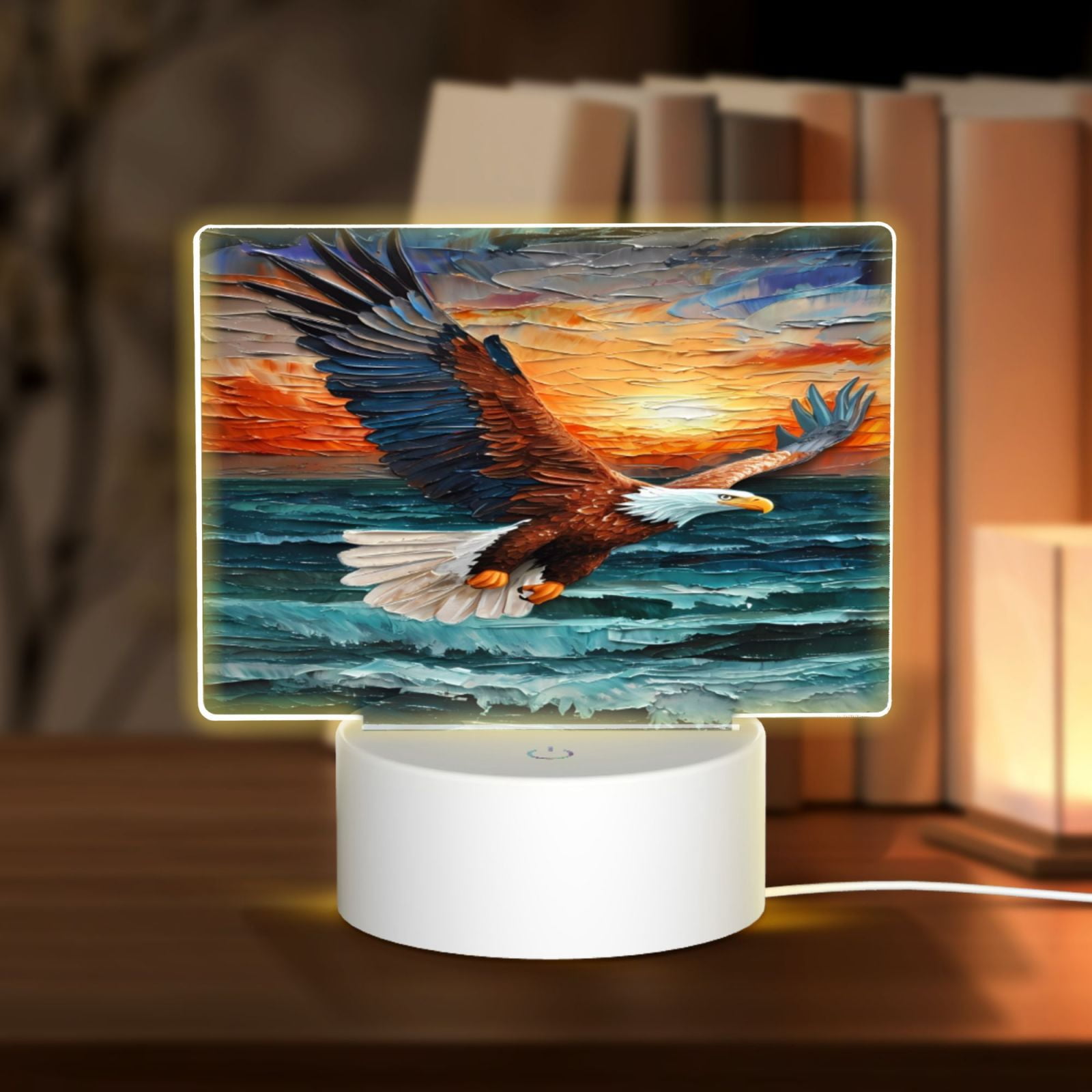 Haiem Textured Bald Eagle Pattern Acrylic Night Light Gift with 3 Color ...