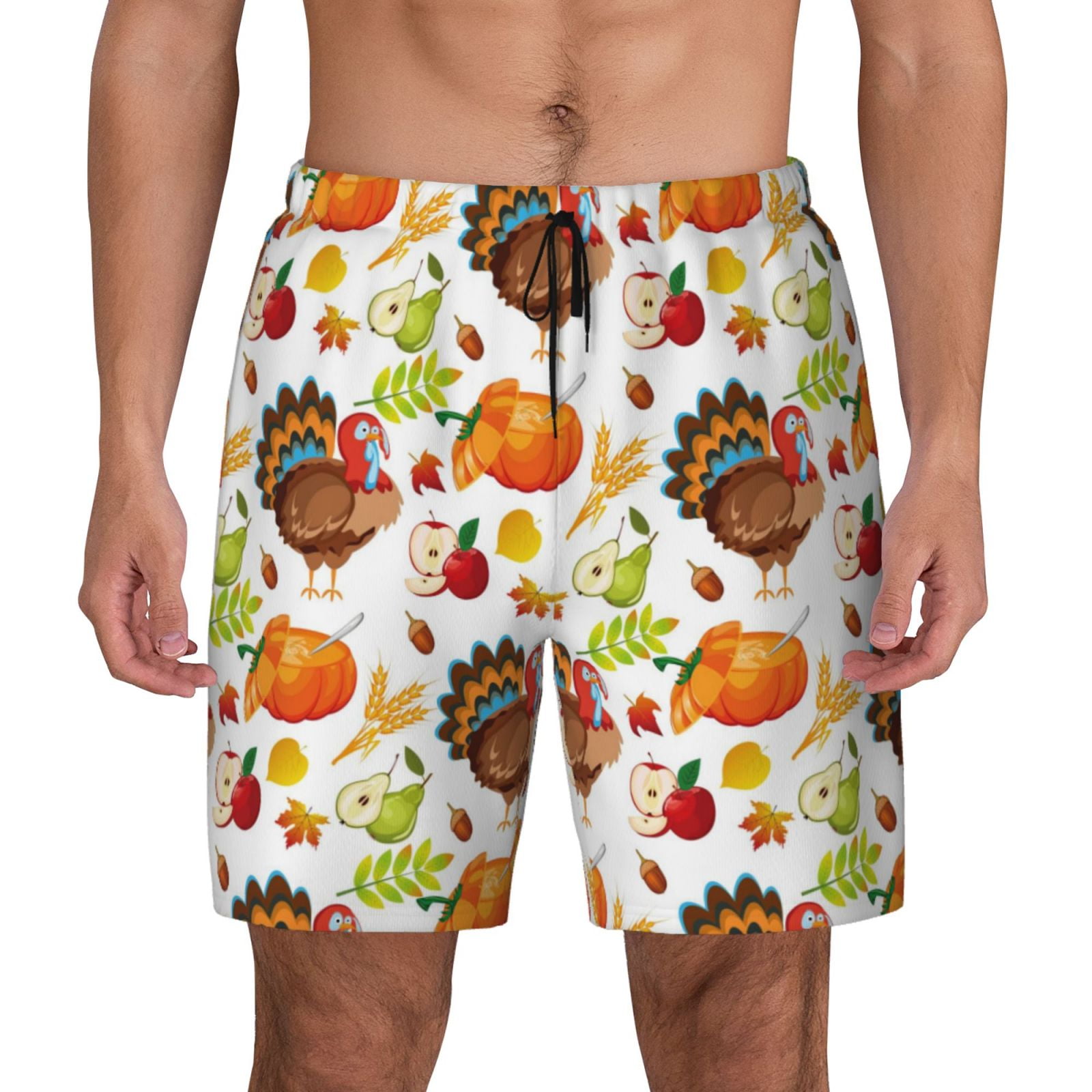 Haiem Thanksgiving Turkey Mens Swim Trunks with Compression Liner 2 in ...