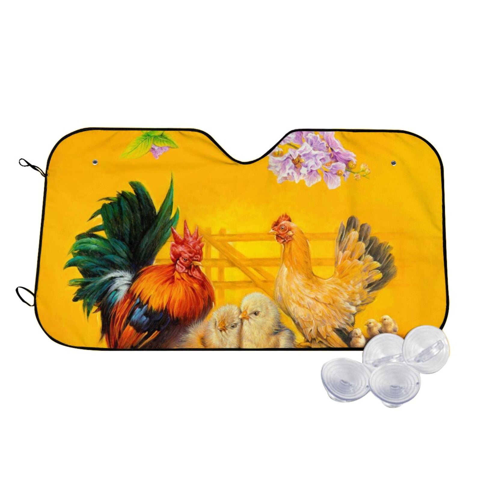 Haiem The Chicken Family Car Windshield Sun Shade - Blocks UV Rays Sun ...