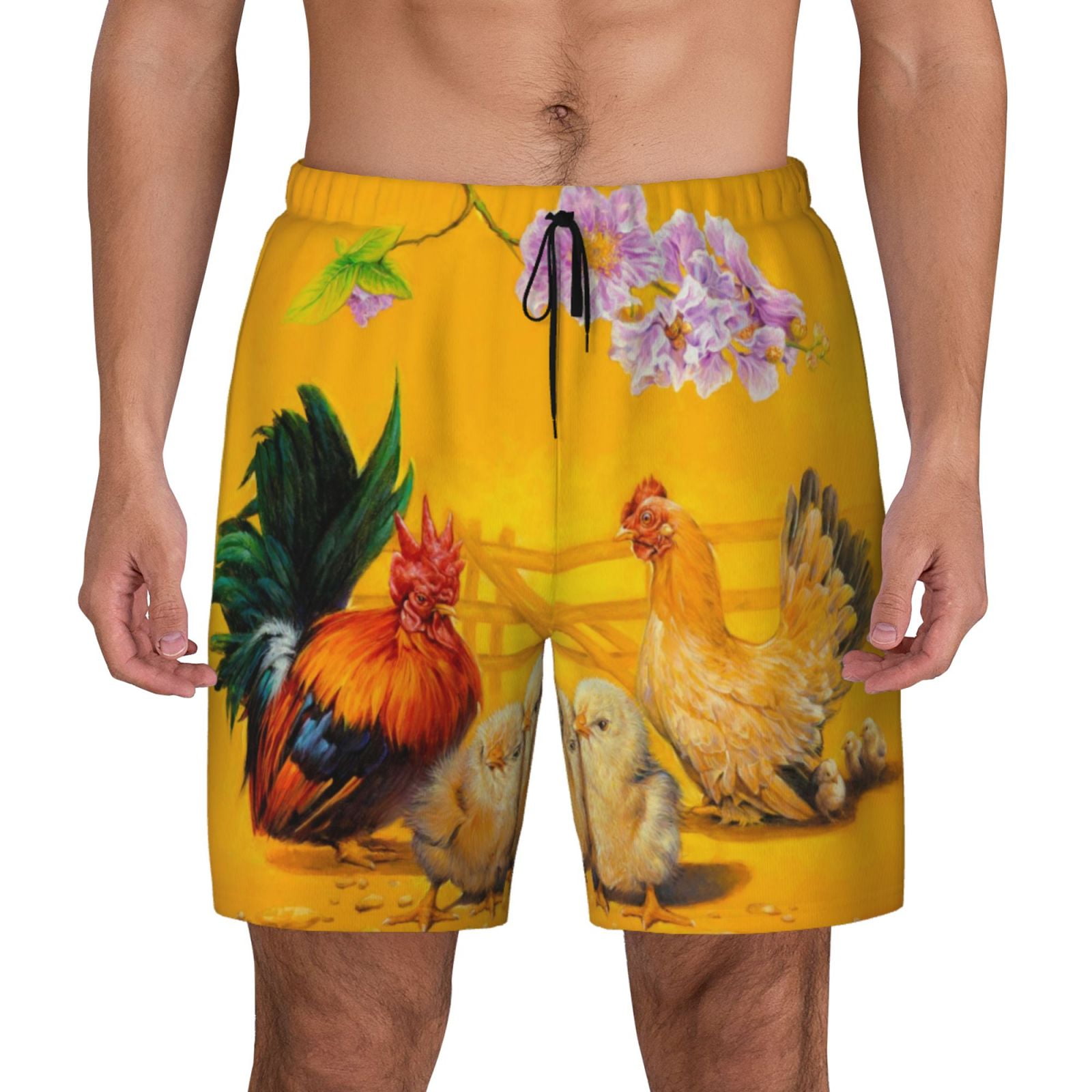 Haiem The Chicken Family Mens Swim Trunks with Compression Liner 2 in 1 ...