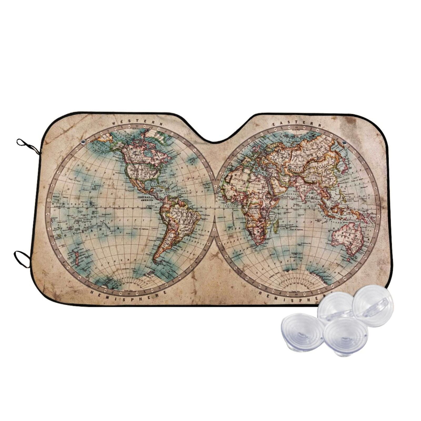 Haiem The World is Hemisphere Car Windshield Sun Shade - Blocks UV Rays ...