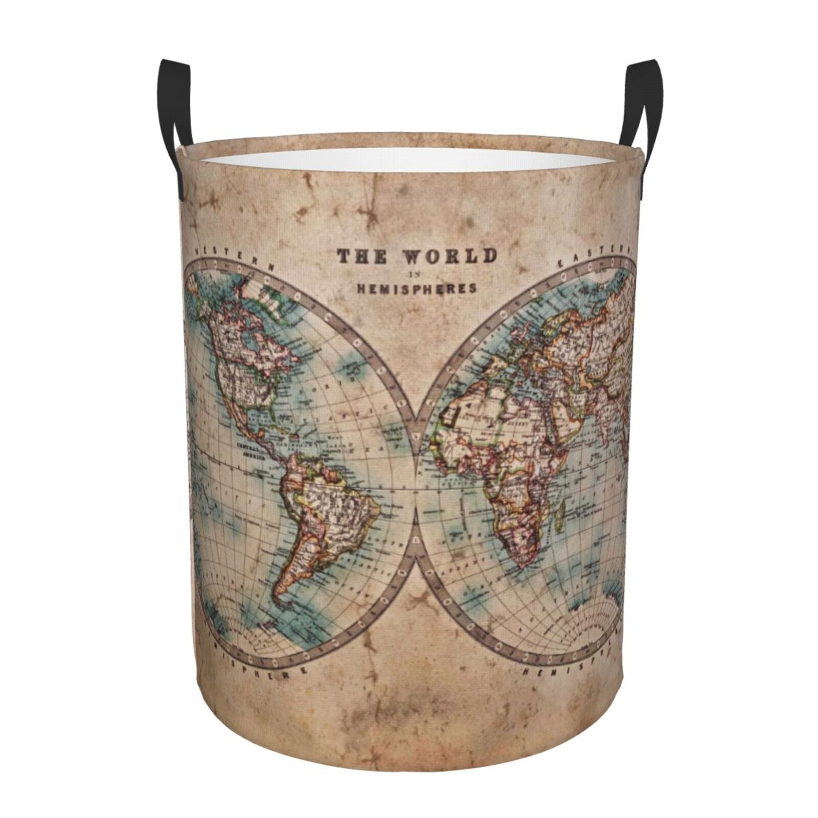 Haiem The World Is Hemisphere Leather Dirty Clothes Laundry Basket ...