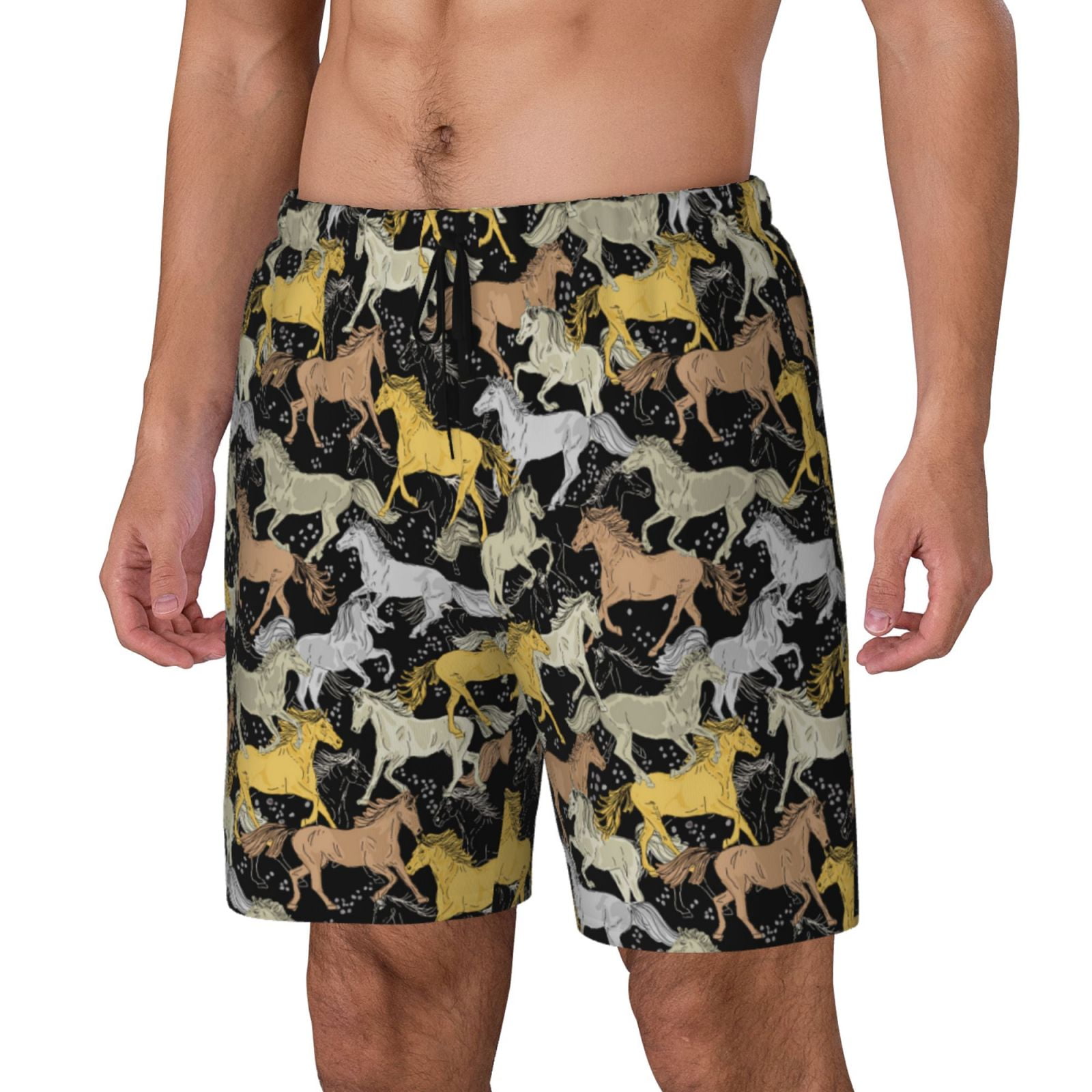Haiem The running horses Pattern Mens Swim Trunks with Compression ...